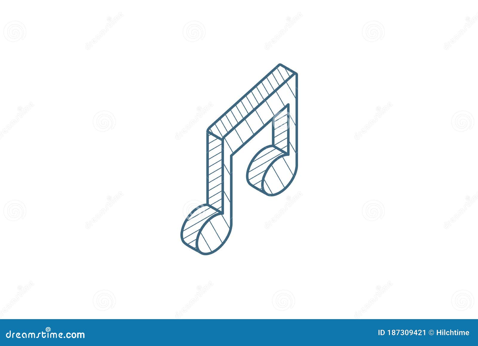 Music Note Symbol Isometric Icon. 3d Line Art Technical Drawing ...