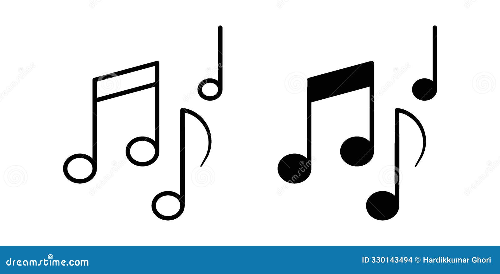 Music Note Thin Line Icon Set Stock Vector - Illustration of music ...