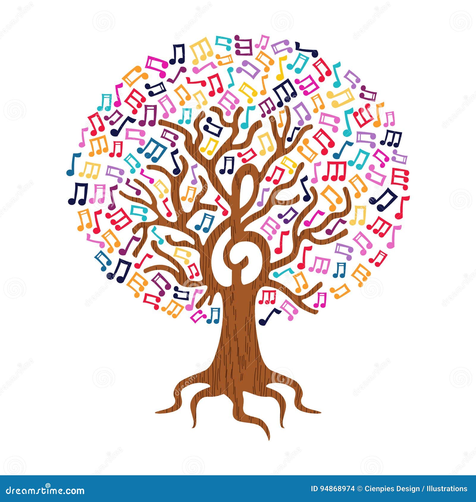 Music Note Tree Concept Nature Care Illustration Stock Vector ...