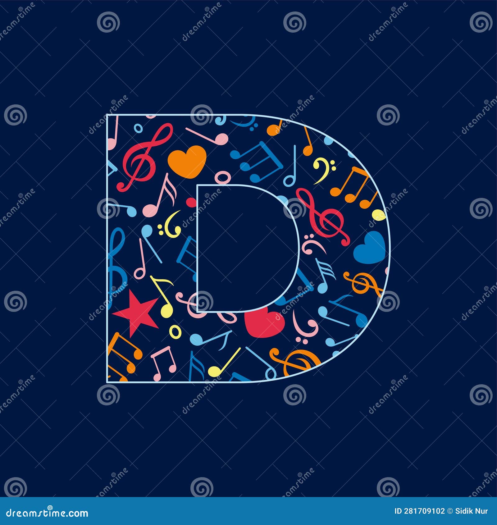Music Note Vector Icon in Full Color Alphabet Letters Stock Vector ...