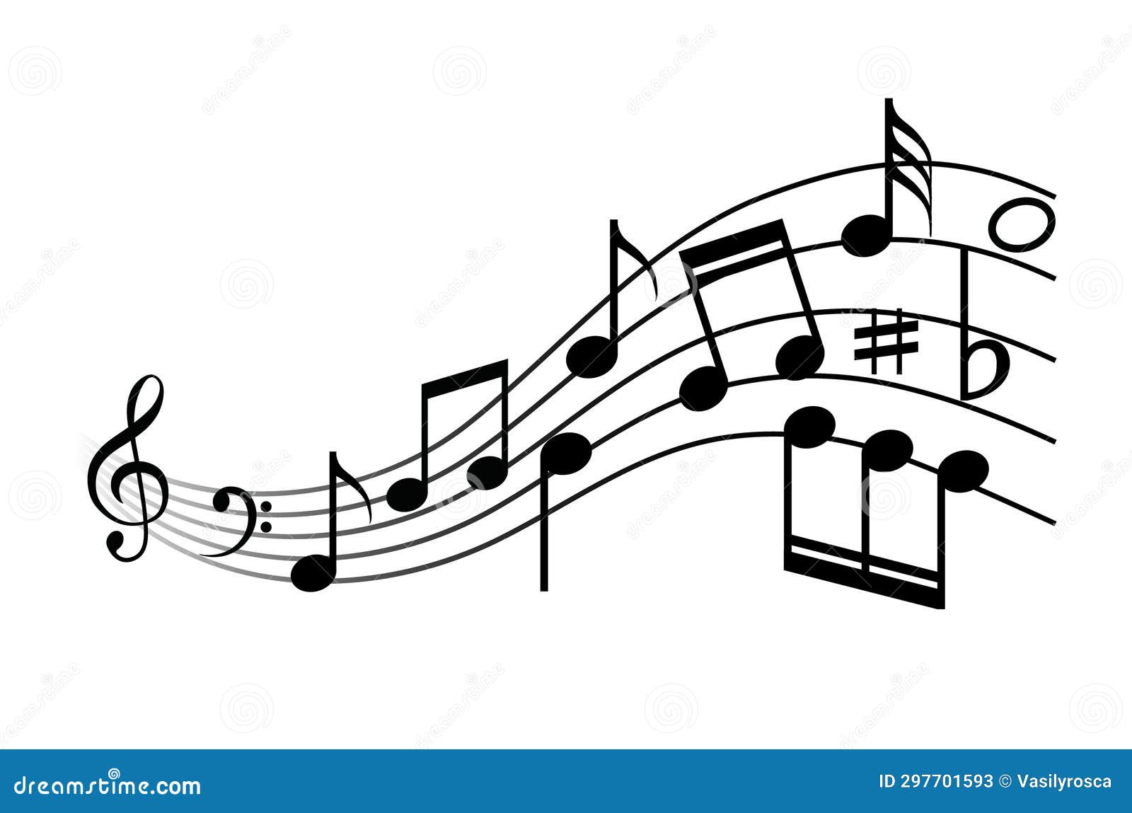 Music Note Vector Sheet Icon Staff Illustration Design. Melody Music ...