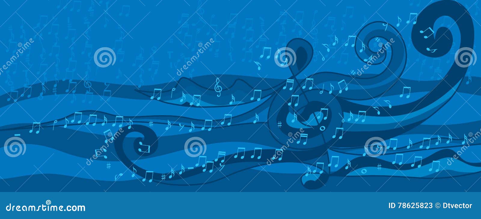 Music Note Wave Style Blue Banner Stock Vector - Illustration of banner ...