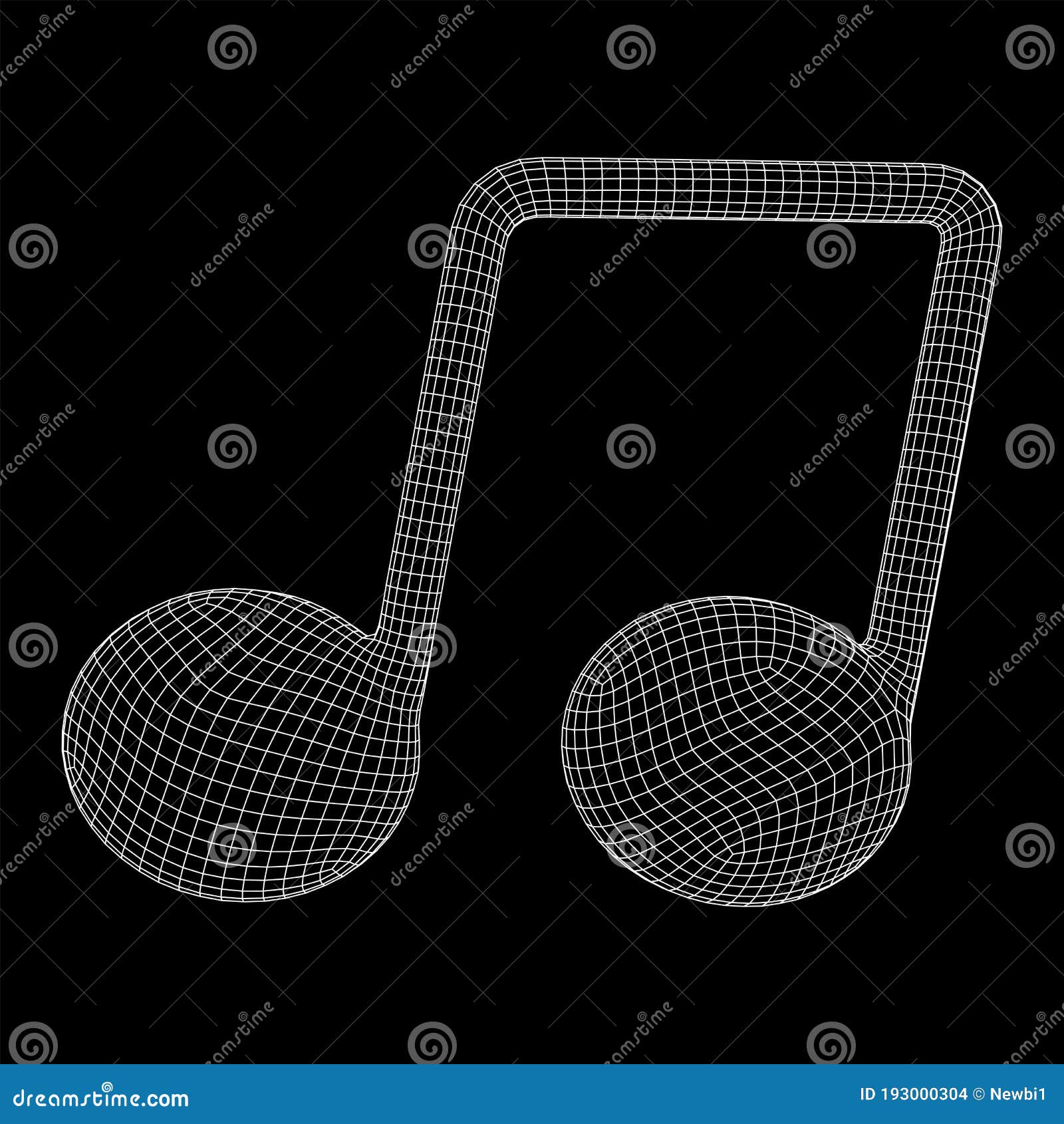 Music Note. Wireframe Low Poly Mesh Vector Illustration. Stock Vector ...