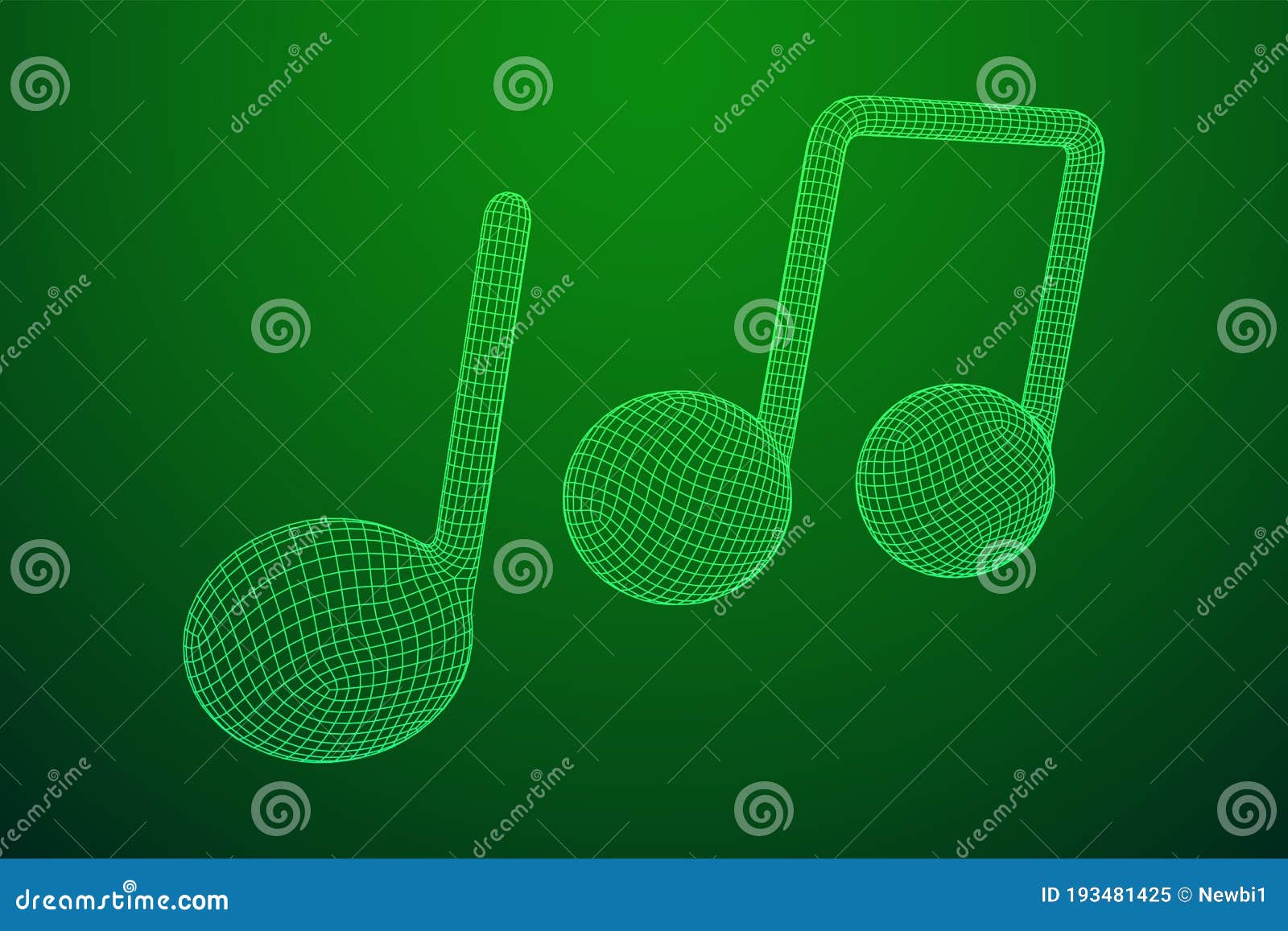 Music Note. Wireframe Low Poly Mesh Vector Illustration. Stock Vector ...