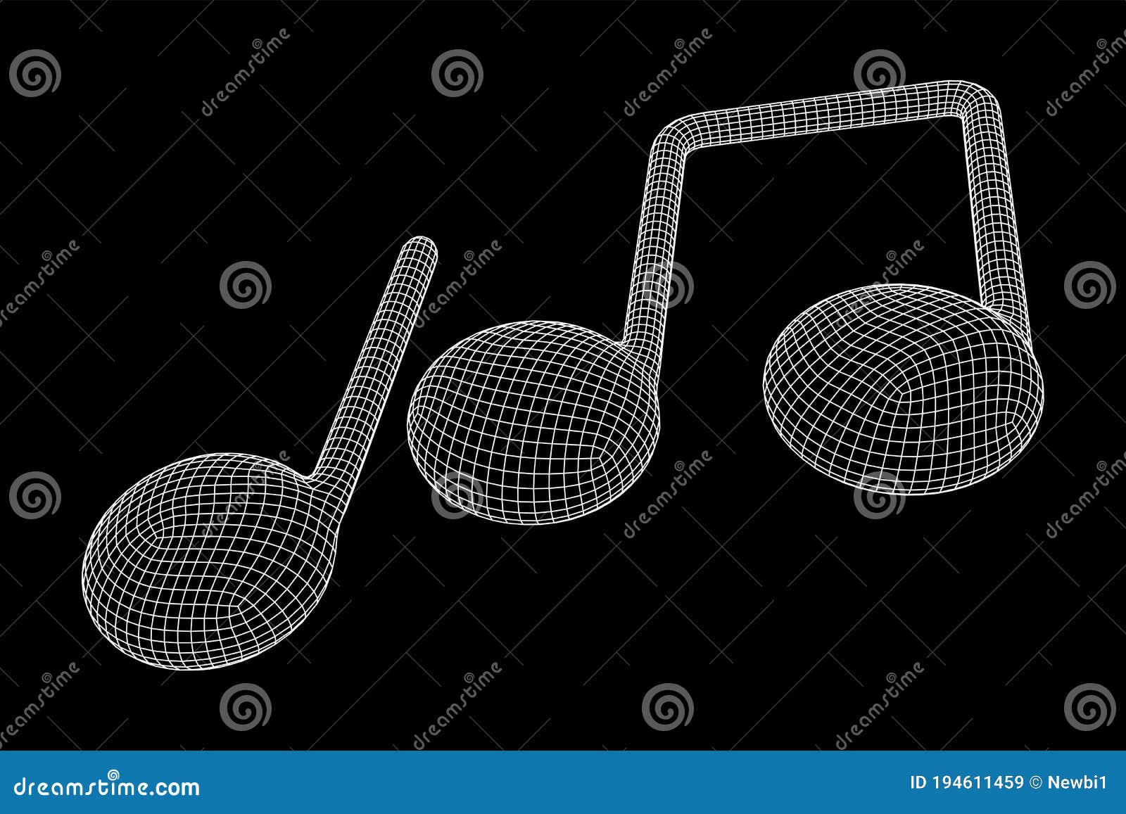 Music Note. Wireframe Low Poly Mesh Vector Illustration Stock ...