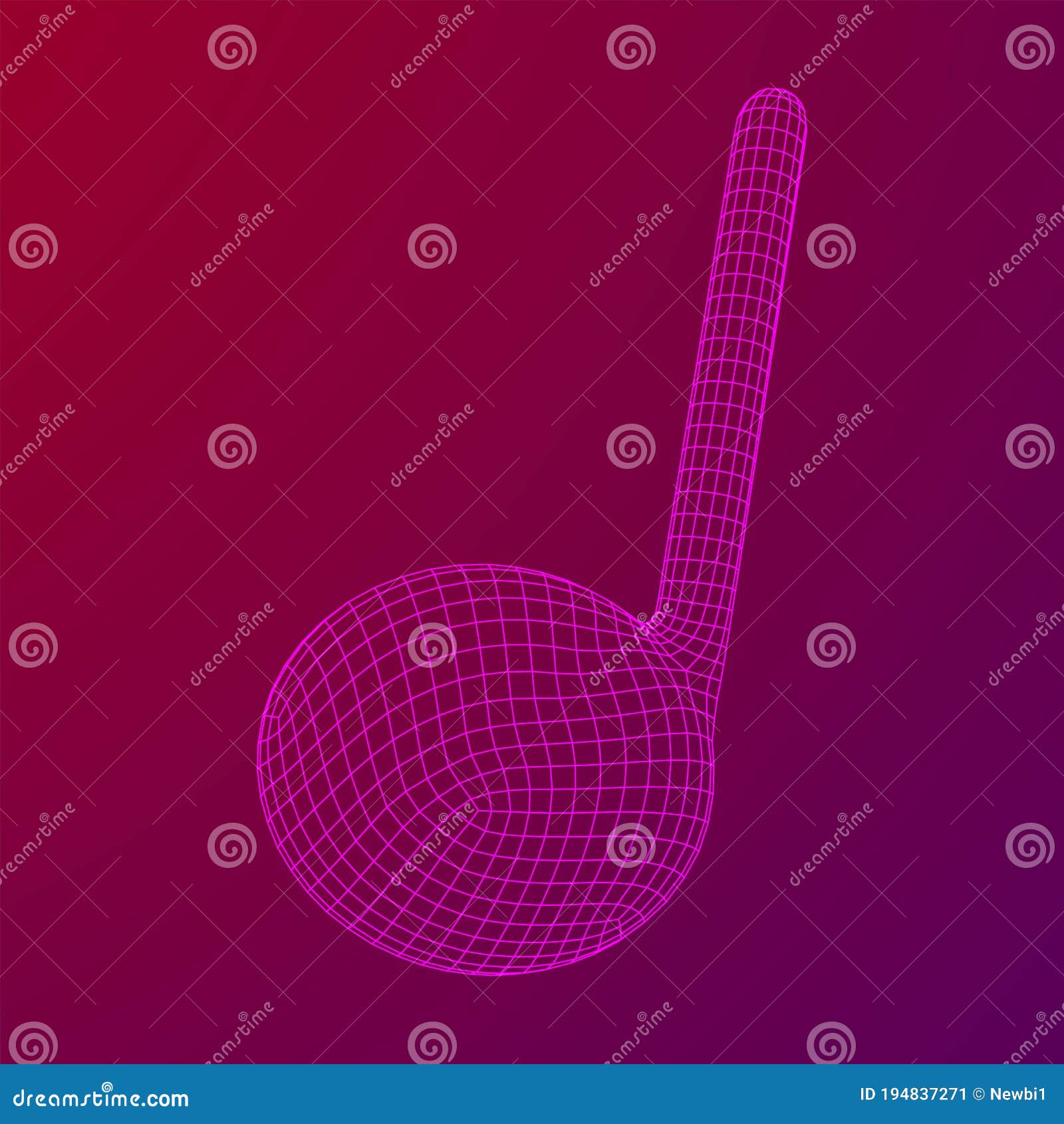 Music Note. Wireframe Low Poly Mesh Vector Illustration Stock ...
