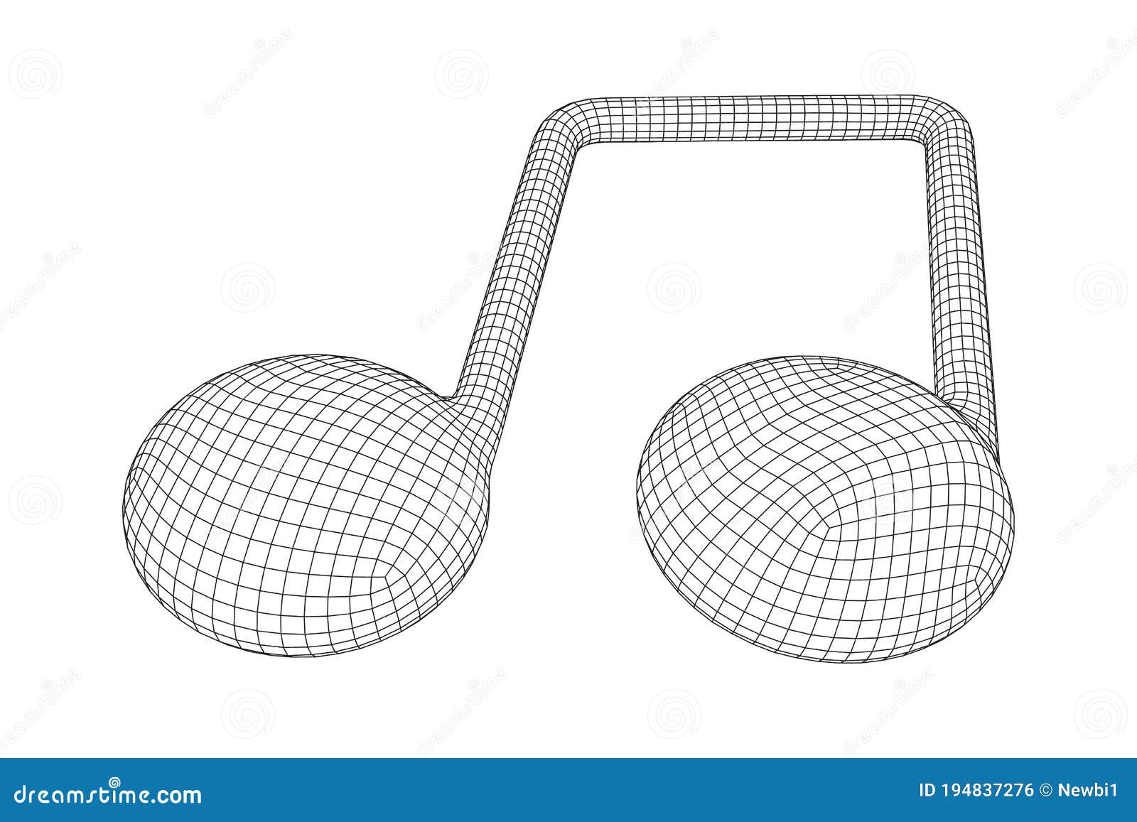 Music Note. Wireframe Low Poly Mesh Vector Illustration Stock ...