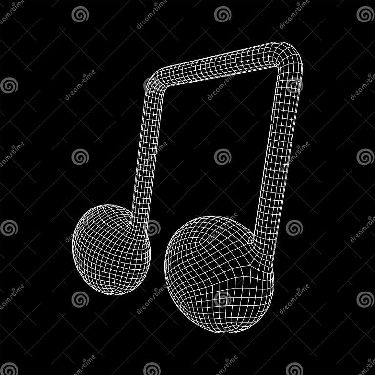 Music Note. Wireframe Low Poly Mesh Vector Illustration Stock ...