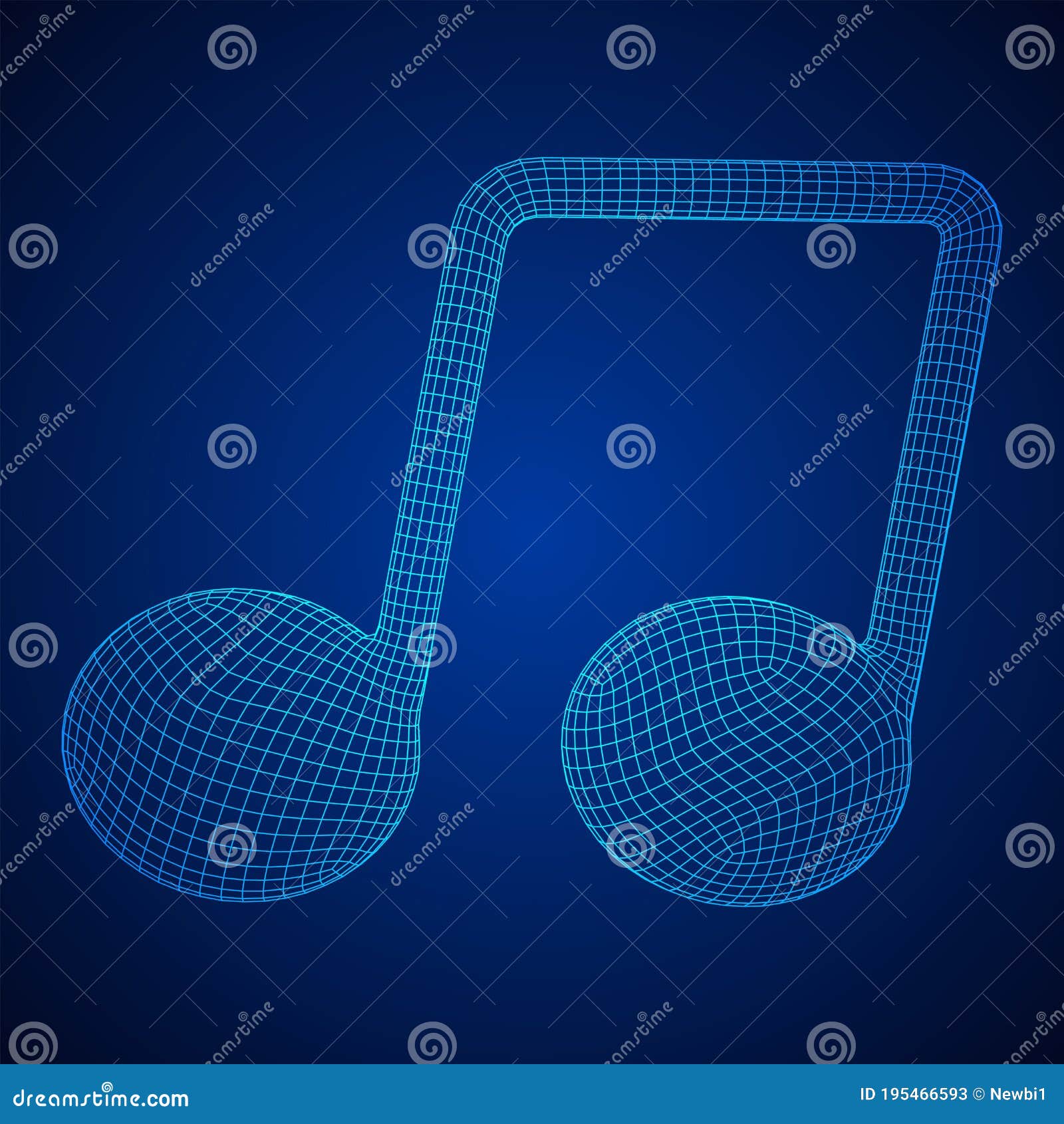 Music Note. Wireframe Low Poly Mesh Vector Illustration Stock ...