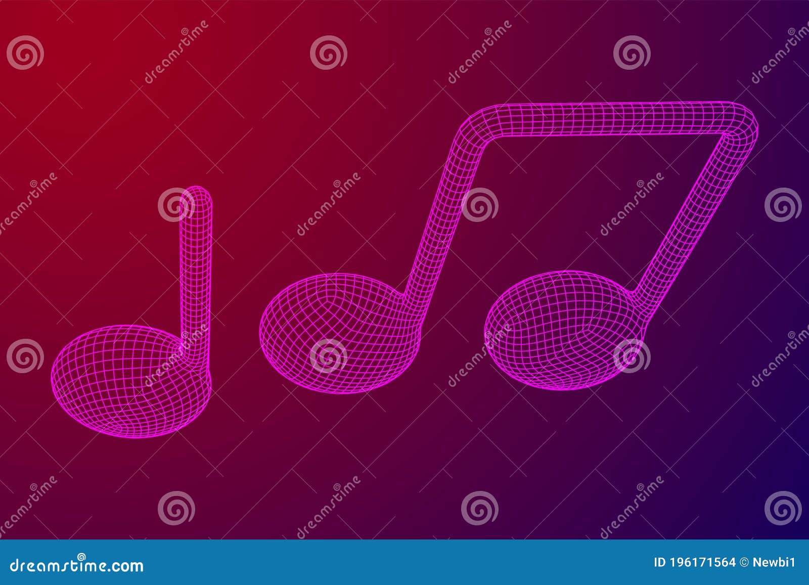 Music Note. Wireframe Low Poly Mesh Vector Illustration Stock Vector ...