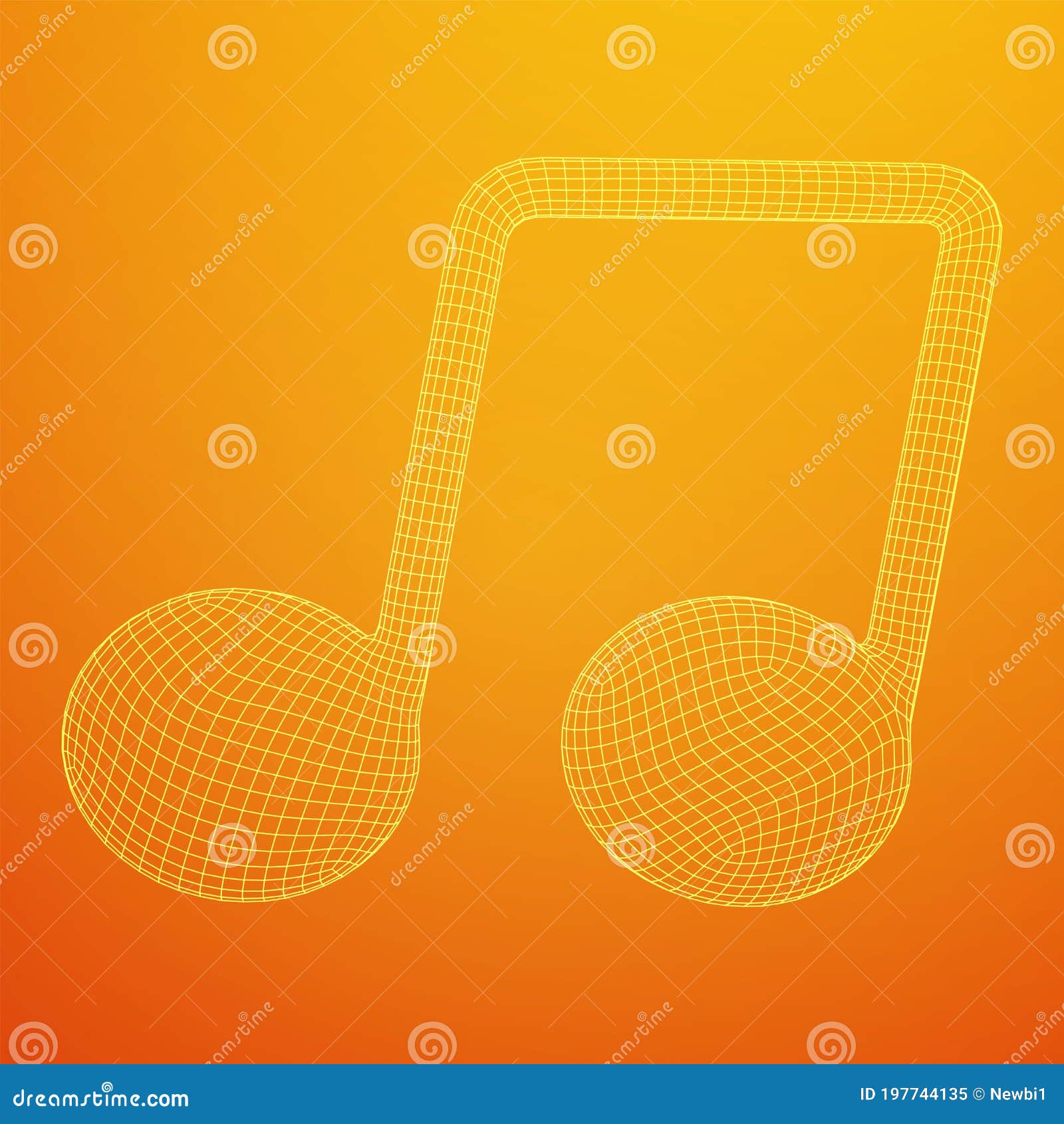 Music Note. Wireframe Low Poly Mesh Vector Illustration Stock Vector ...