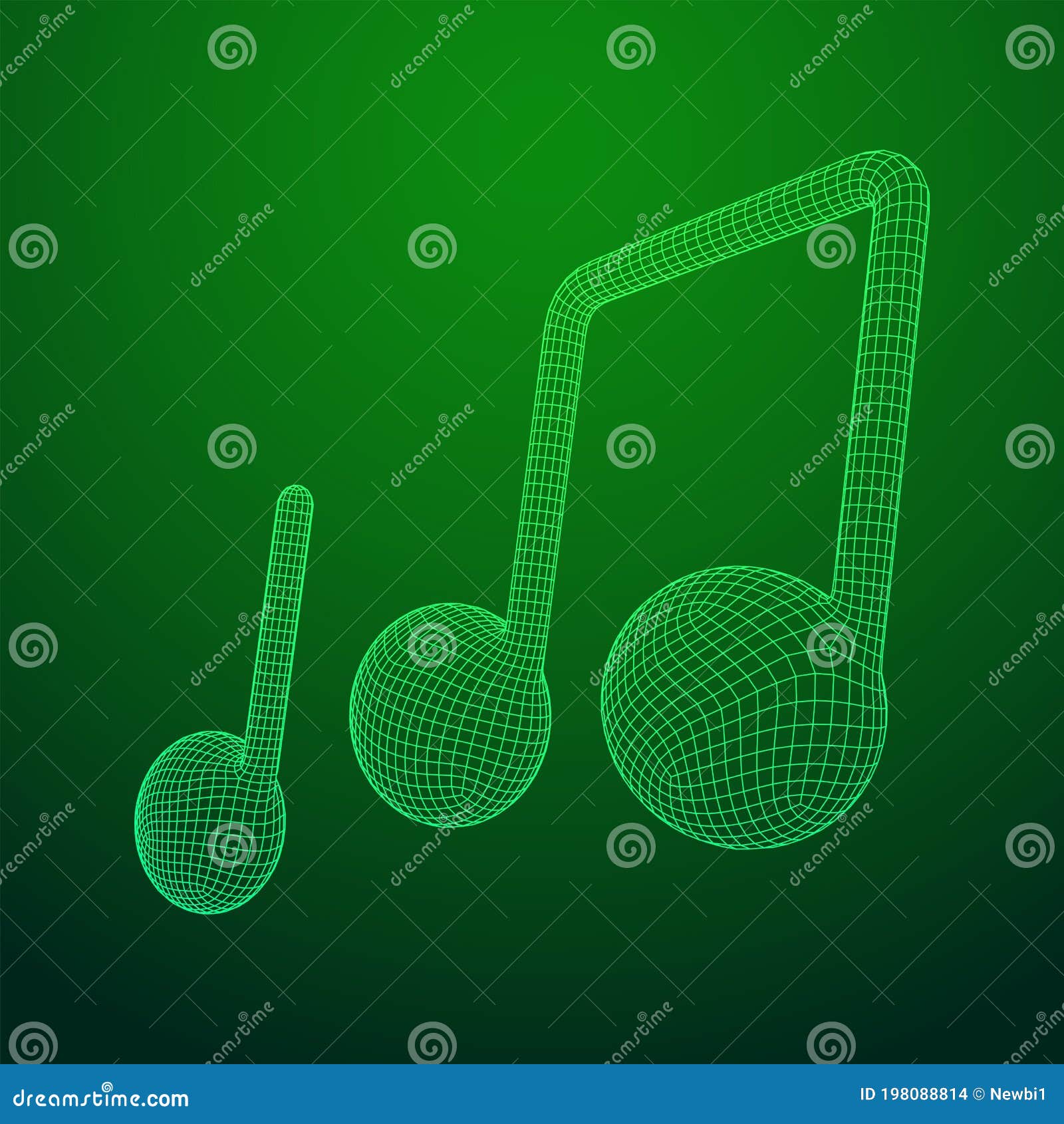 Music Note. Wireframe Low Poly Mesh Vector Illustration Stock Vector ...