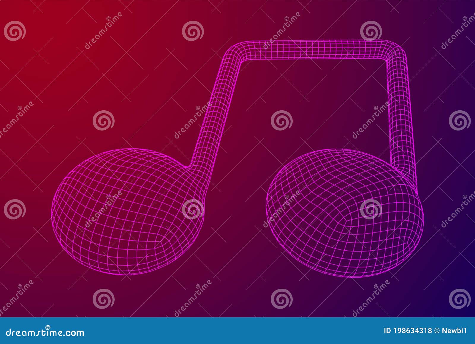 Music Note. Wireframe Low Poly Mesh Vector Illustration. Stock Vector ...