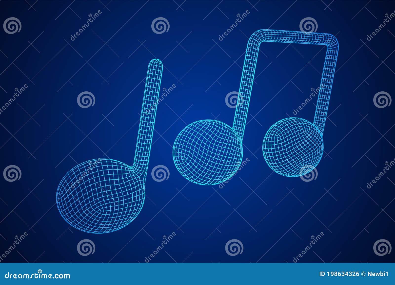 Music Note. Wireframe Low Poly Mesh Vector Illustration. Stock Vector ...
