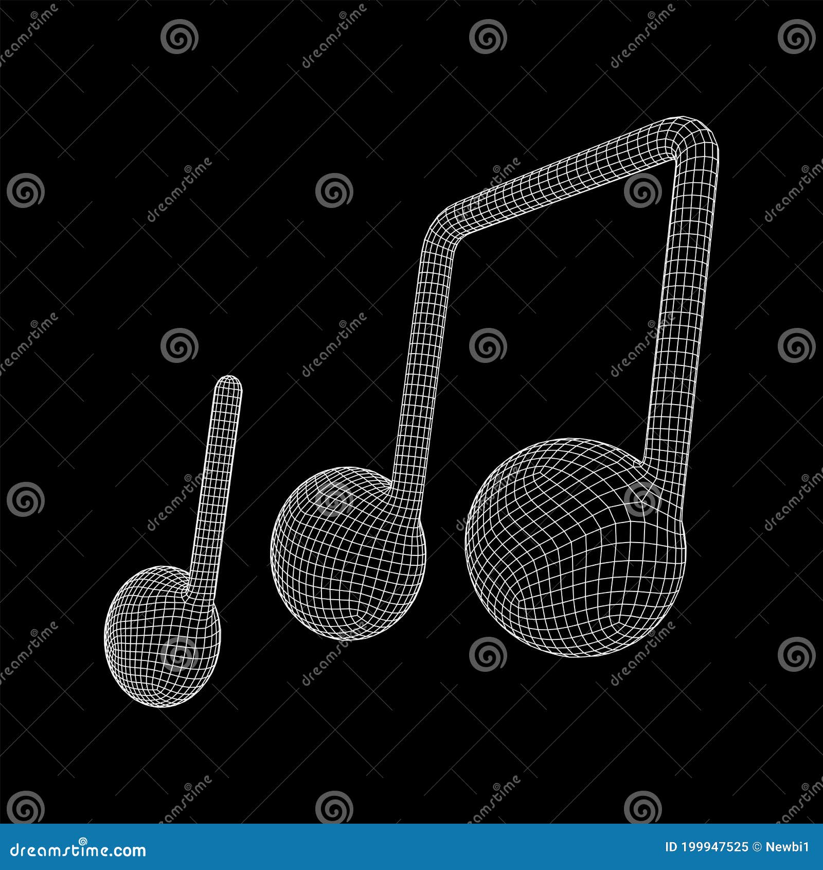 Music Note. Wireframe Low Poly Mesh Vector Illustration Stock Vector ...
