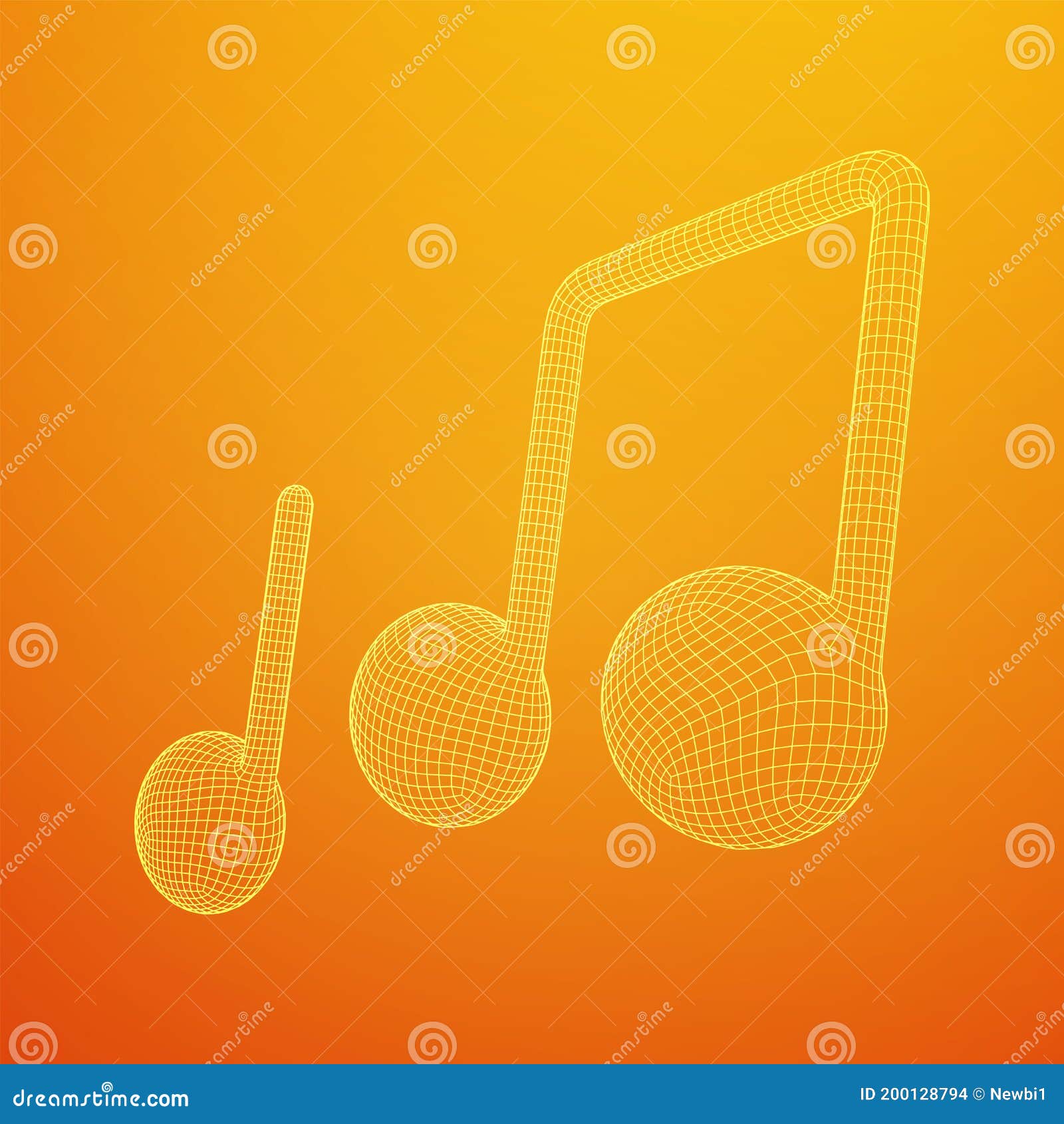 Music Note. Wireframe Low Poly Mesh Vector Illustration Stock Vector ...