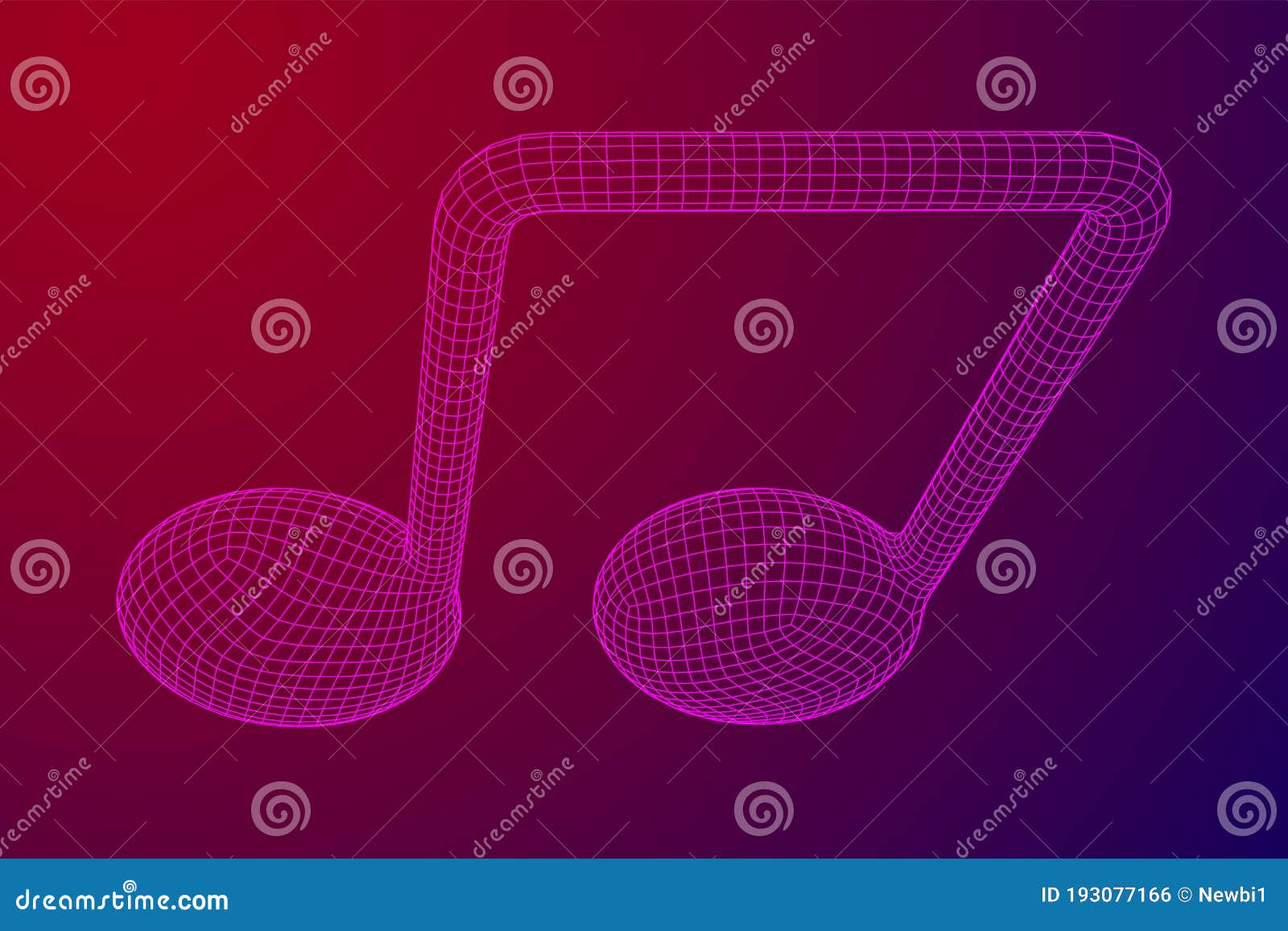 Music Note. Wireframe Low Poly Mesh Vector Illustration. Stock Vector ...