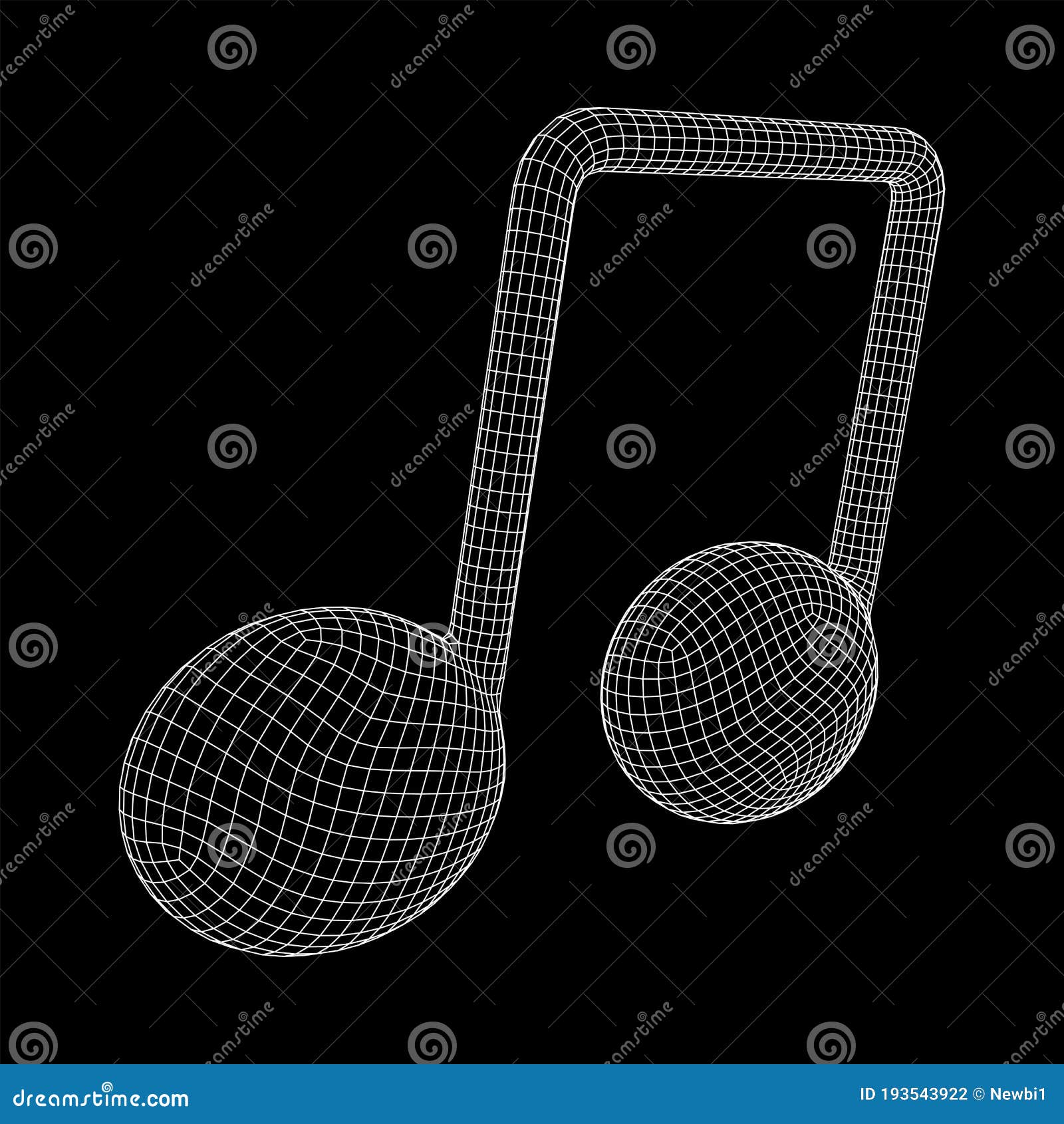 Music Note. Wireframe Low Poly Mesh Vector Illustration. Stock Vector ...