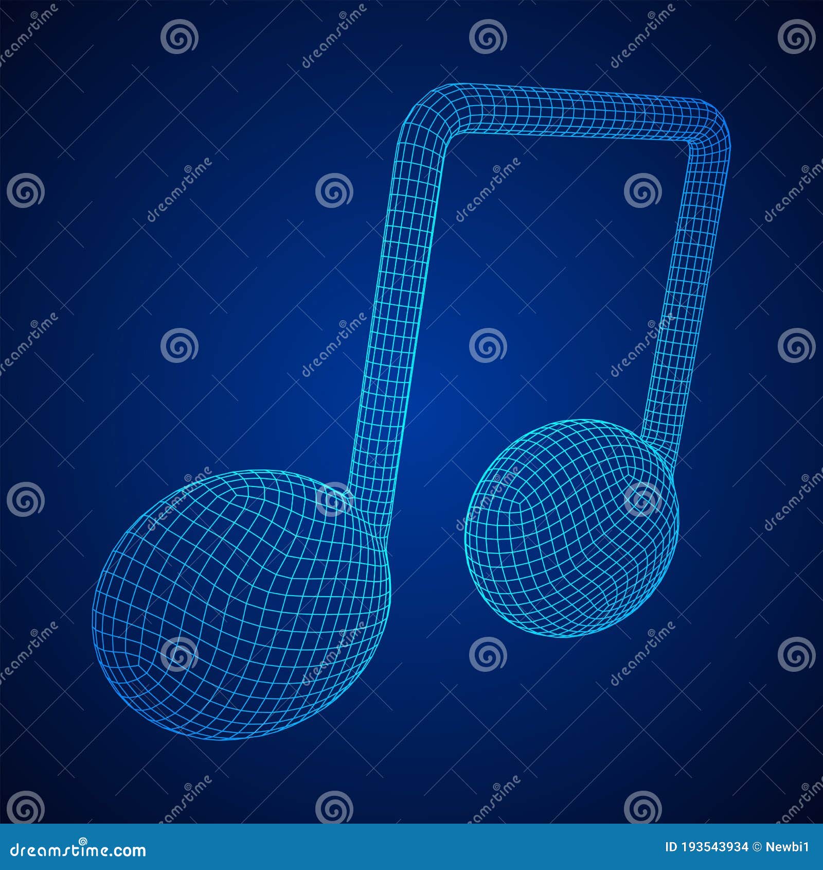 Music Note. Wireframe Low Poly Mesh Vector Illustration. Stock Vector ...