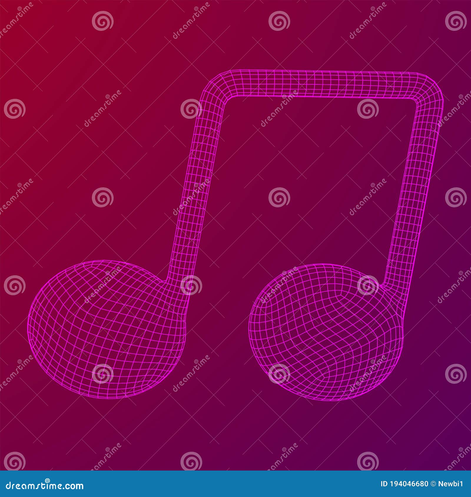 Music Note. Wireframe Low Poly Mesh Vector Illustration. Stock Vector ...