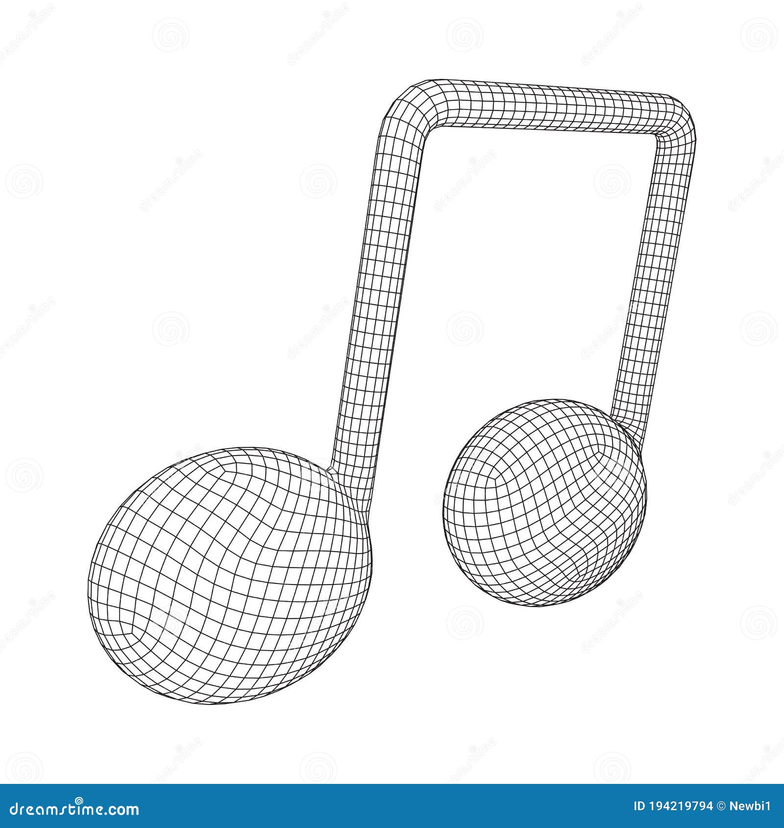Music Note. Wireframe Low Poly Mesh Vector Illustration. Stock Vector ...