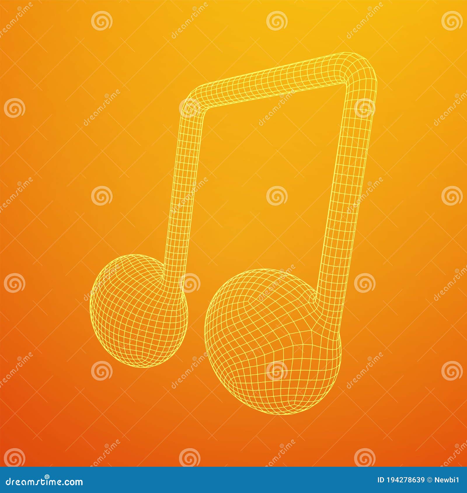 Music Note. Wireframe Low Poly Mesh Vector Illustration. Stock Vector ...
