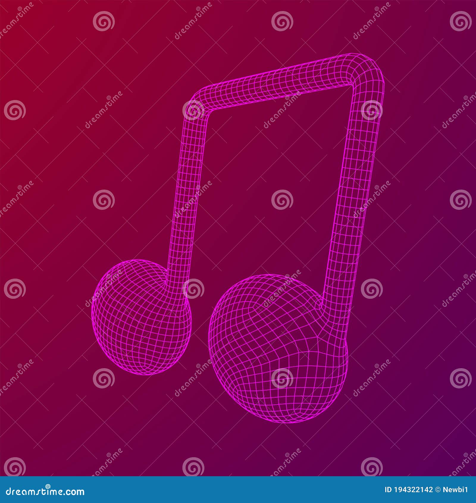 Music Note. Wireframe Low Poly Mesh Vector Illustration. Stock Vector ...
