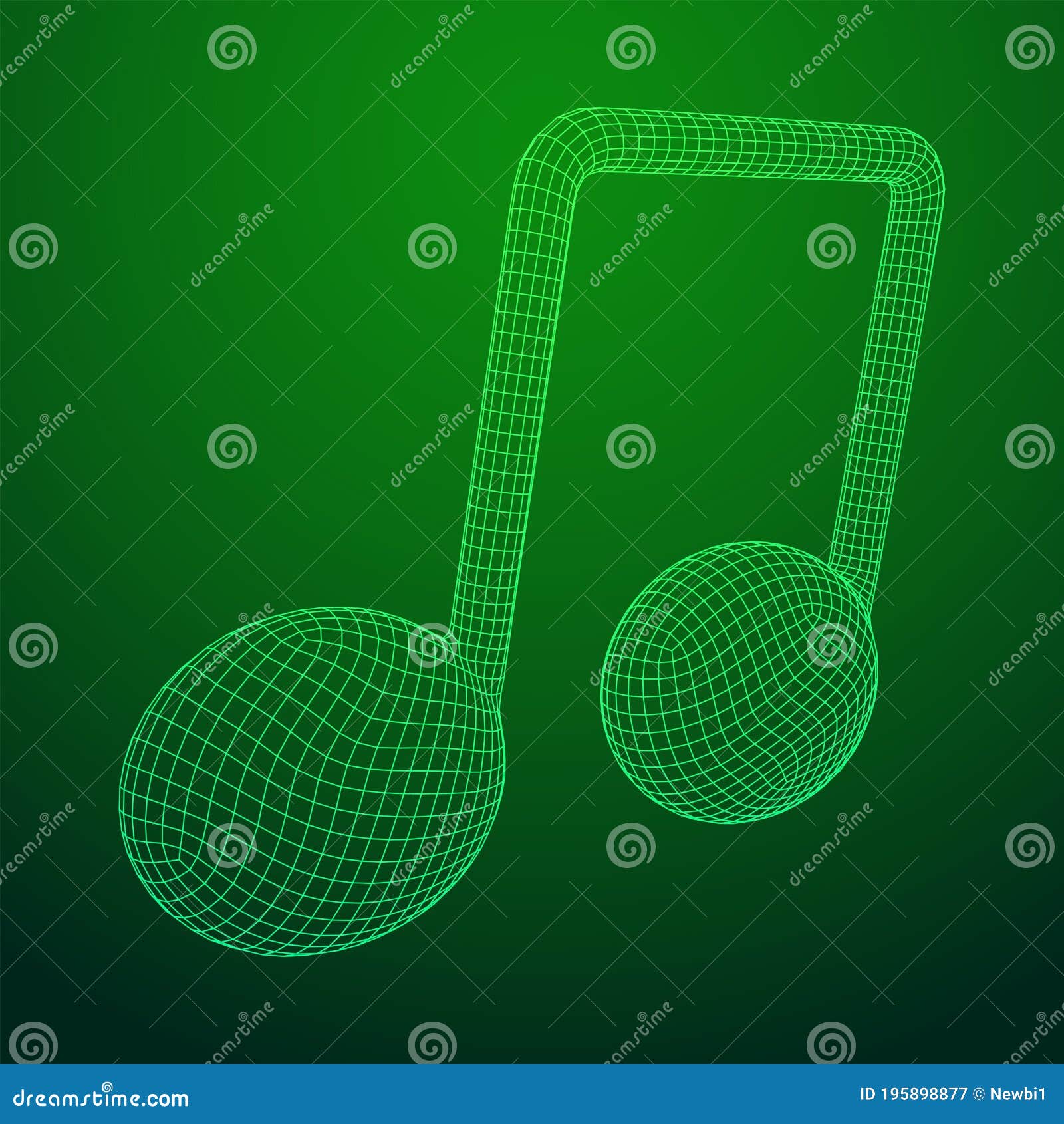 Music Note. Wireframe Low Poly Mesh Vector Illustration. Stock Vector ...