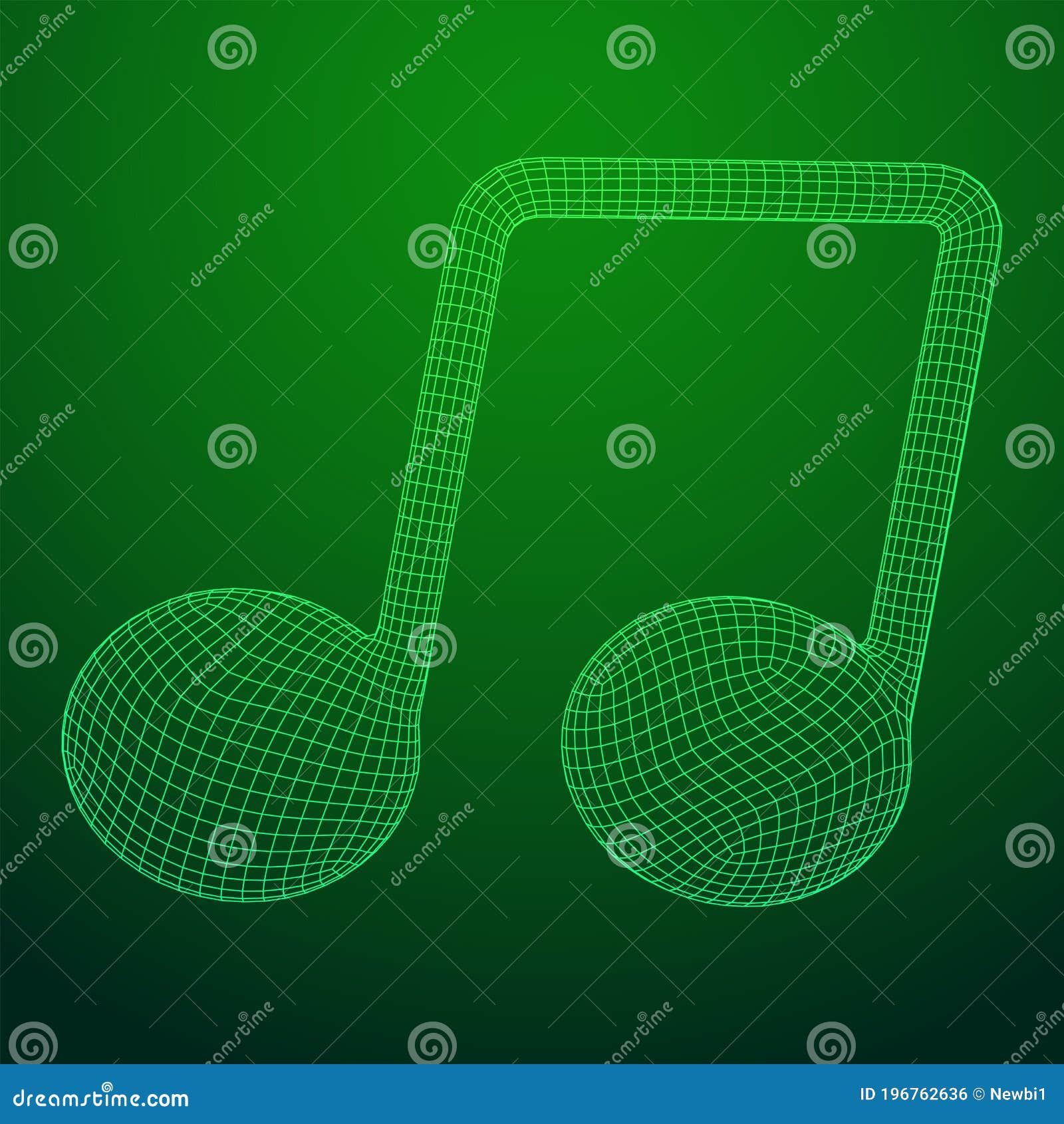 Music Note. Wireframe Low Poly Mesh Vector Illustration Stock Vector ...