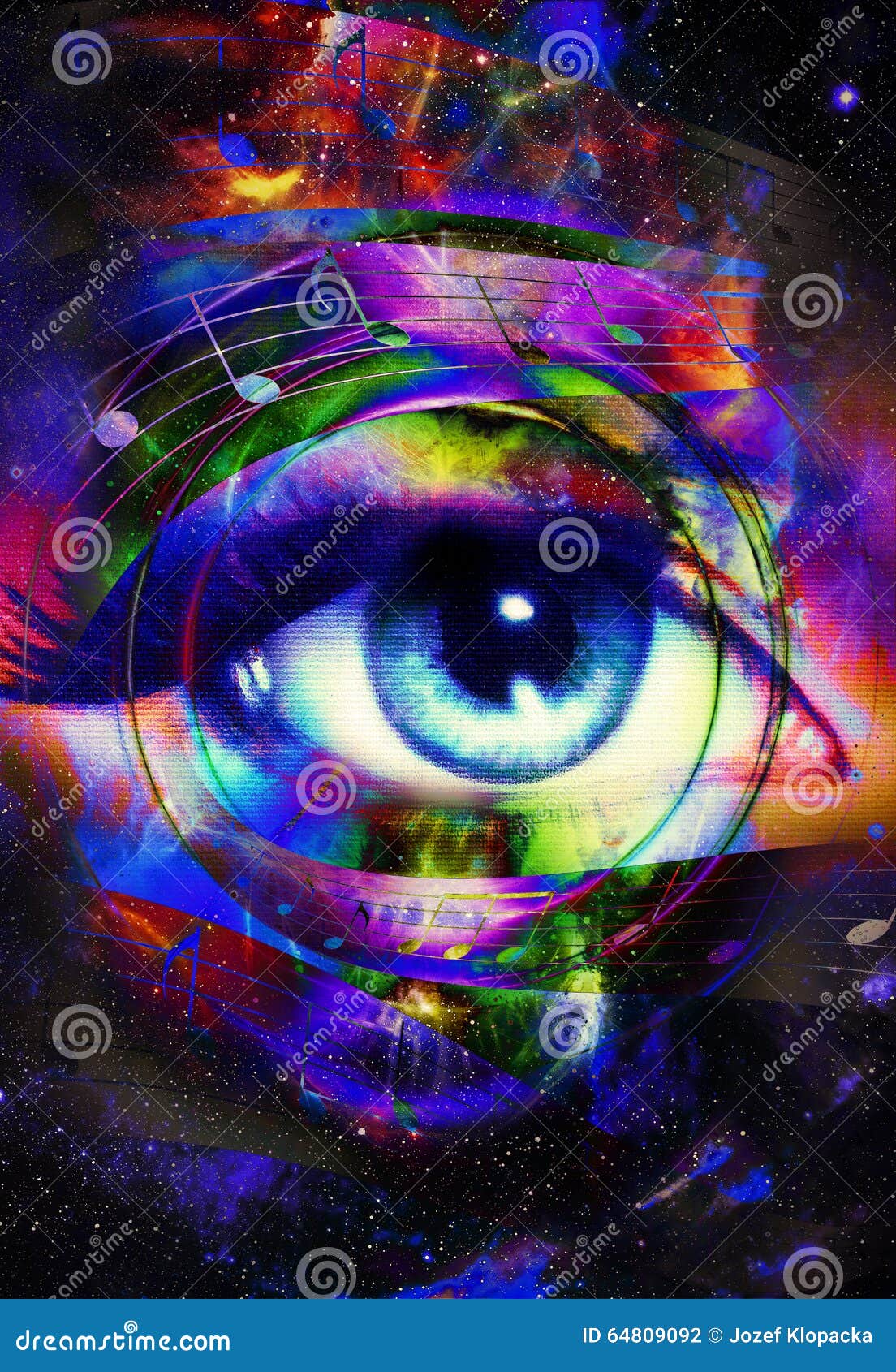 Music Note and Woman Eye, Abstract Color Stock Illustration ...