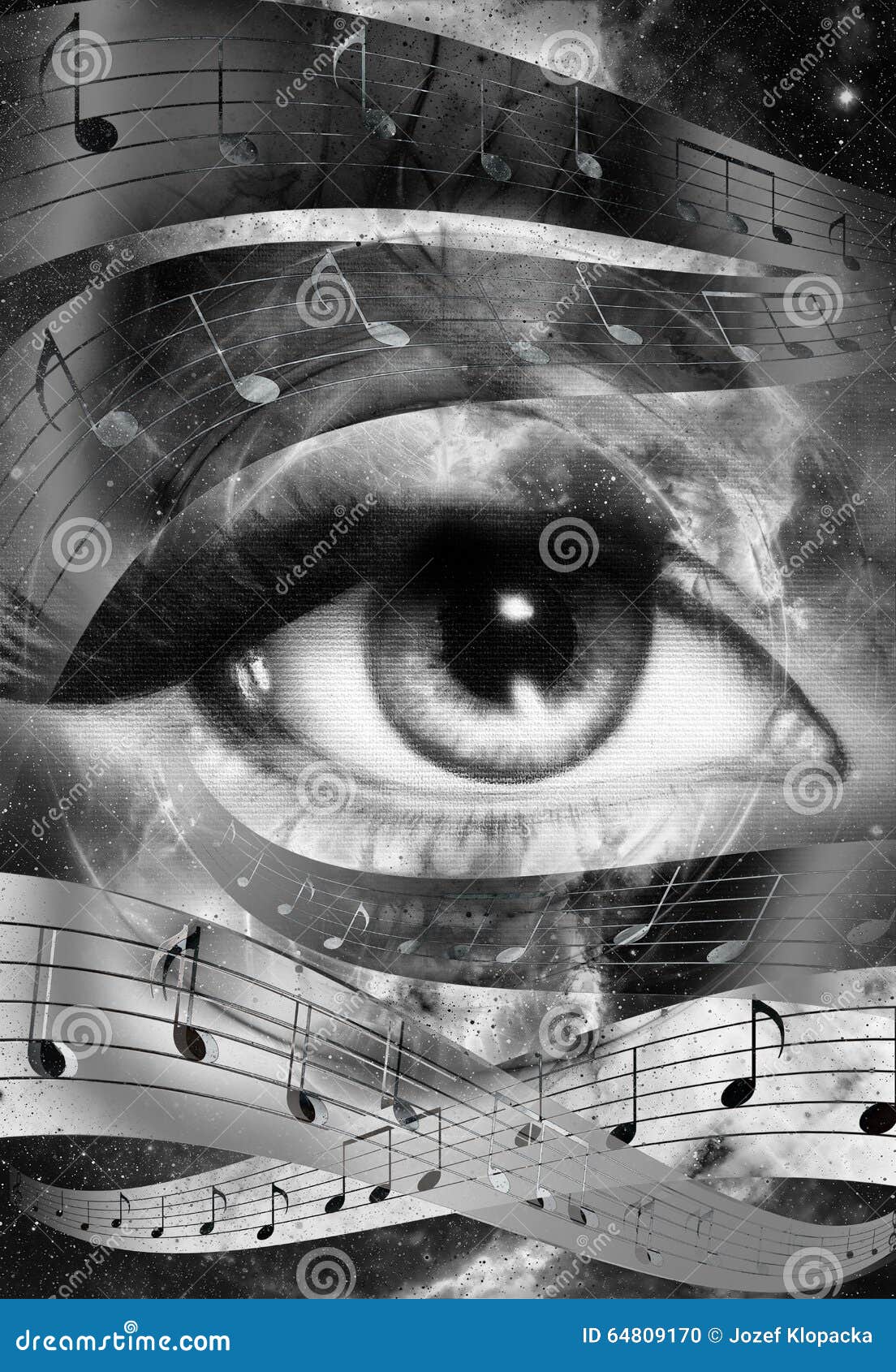 Music Note and Woman Eye, Abstract Color Stock Illustration ...
