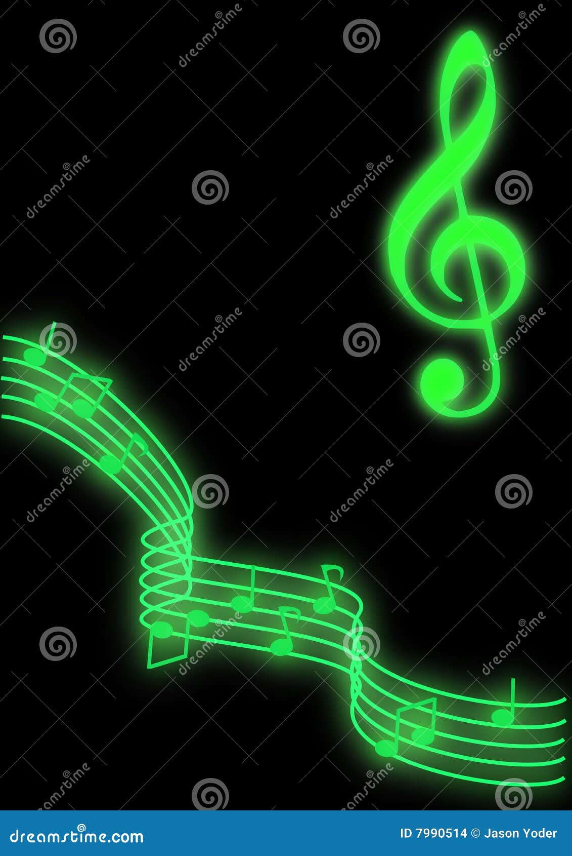 Music Notes Green Background