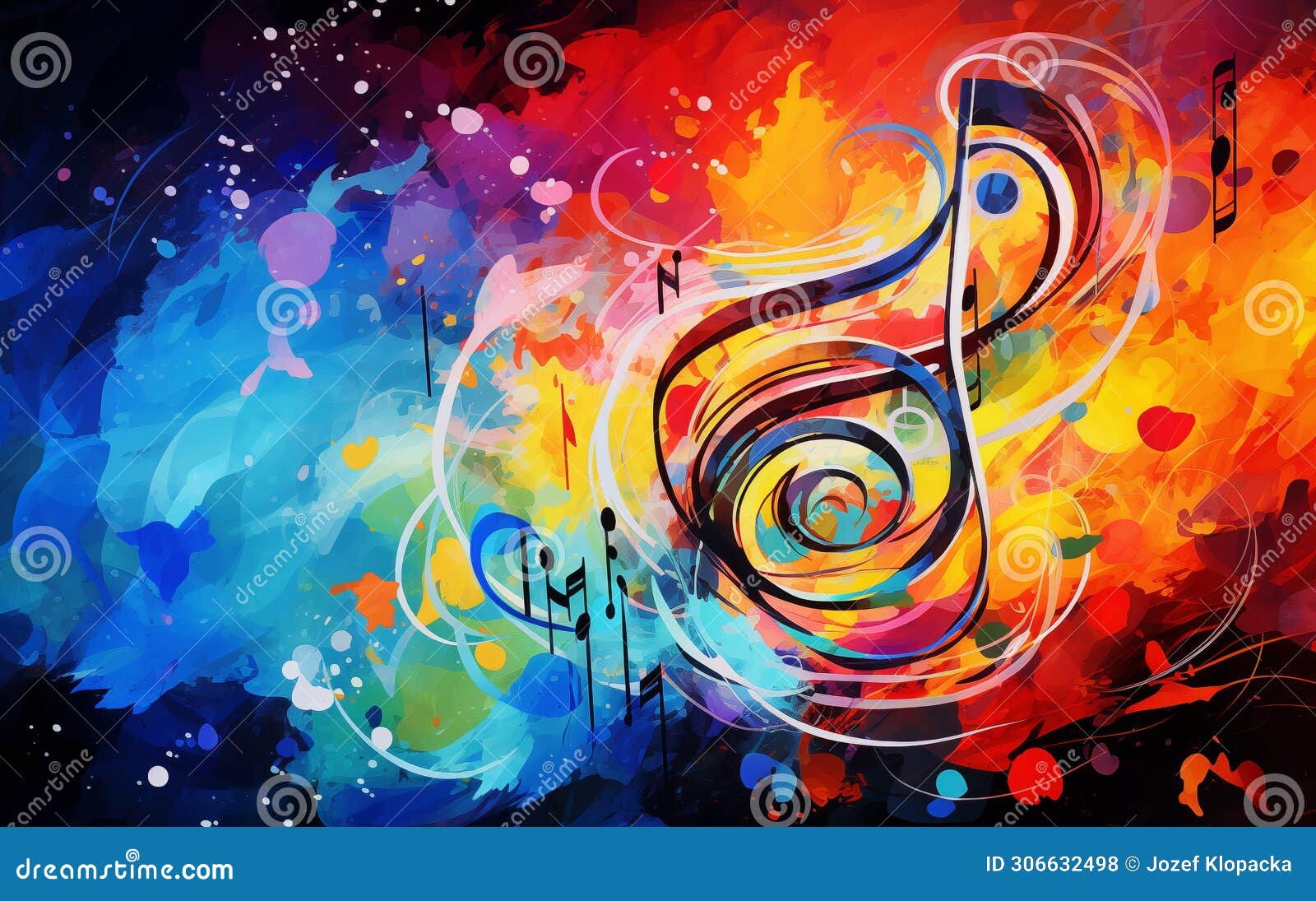 Music Notes on Abstract Background. Stock Illustration - Illustration ...