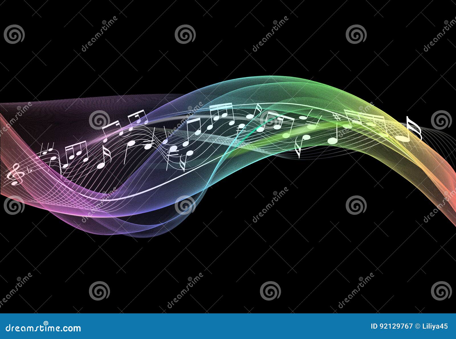 Music Notes on Abstract Background . Stock Illustration - Illustration ...
