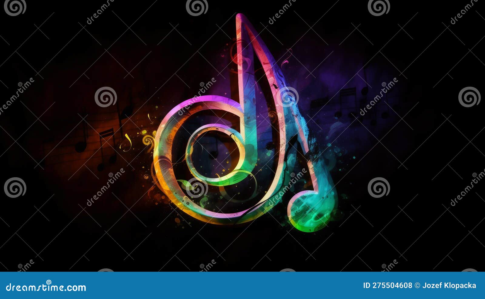 Music Notes on Abstract Background. Generative Ai. Stock Illustration ...