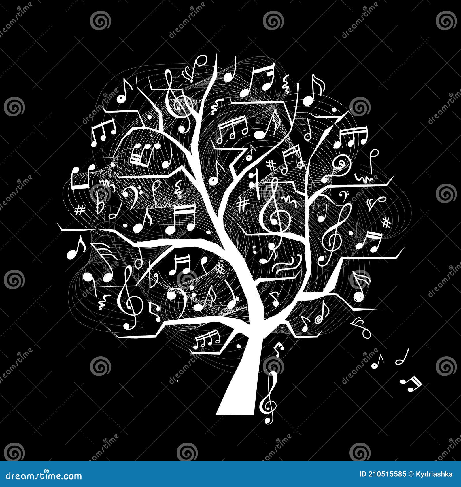 Music Notes. Abstract Musical Tree for Your Design Stock Vector ...