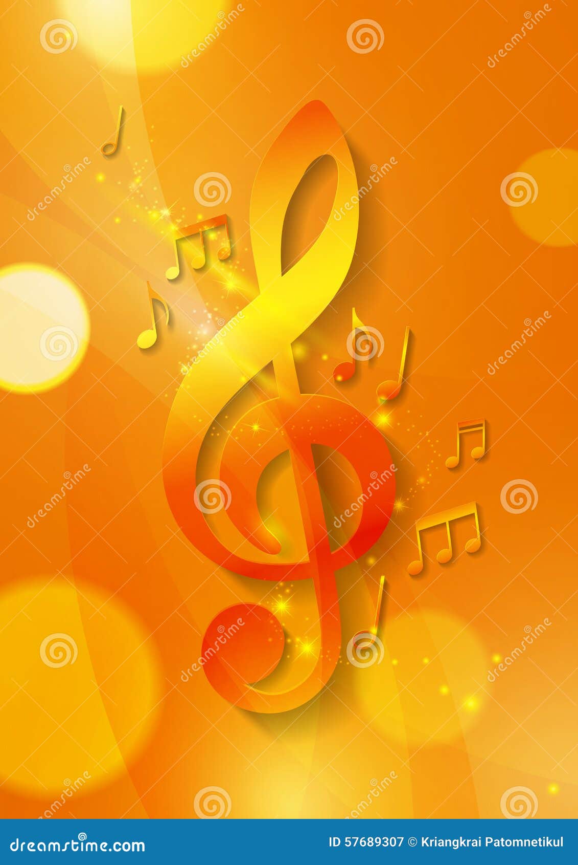 Music Notes on Abstract Orange Background Stock Vector - Illustration ...