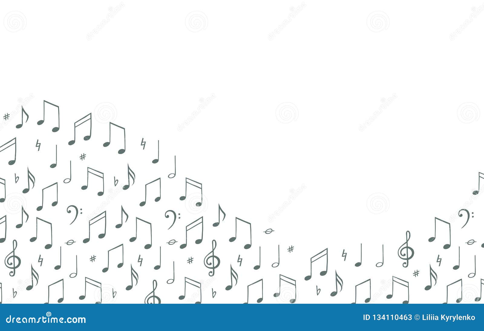 Music Notes Background. Banner Template. Melody Symbol. Black and Wite ...
