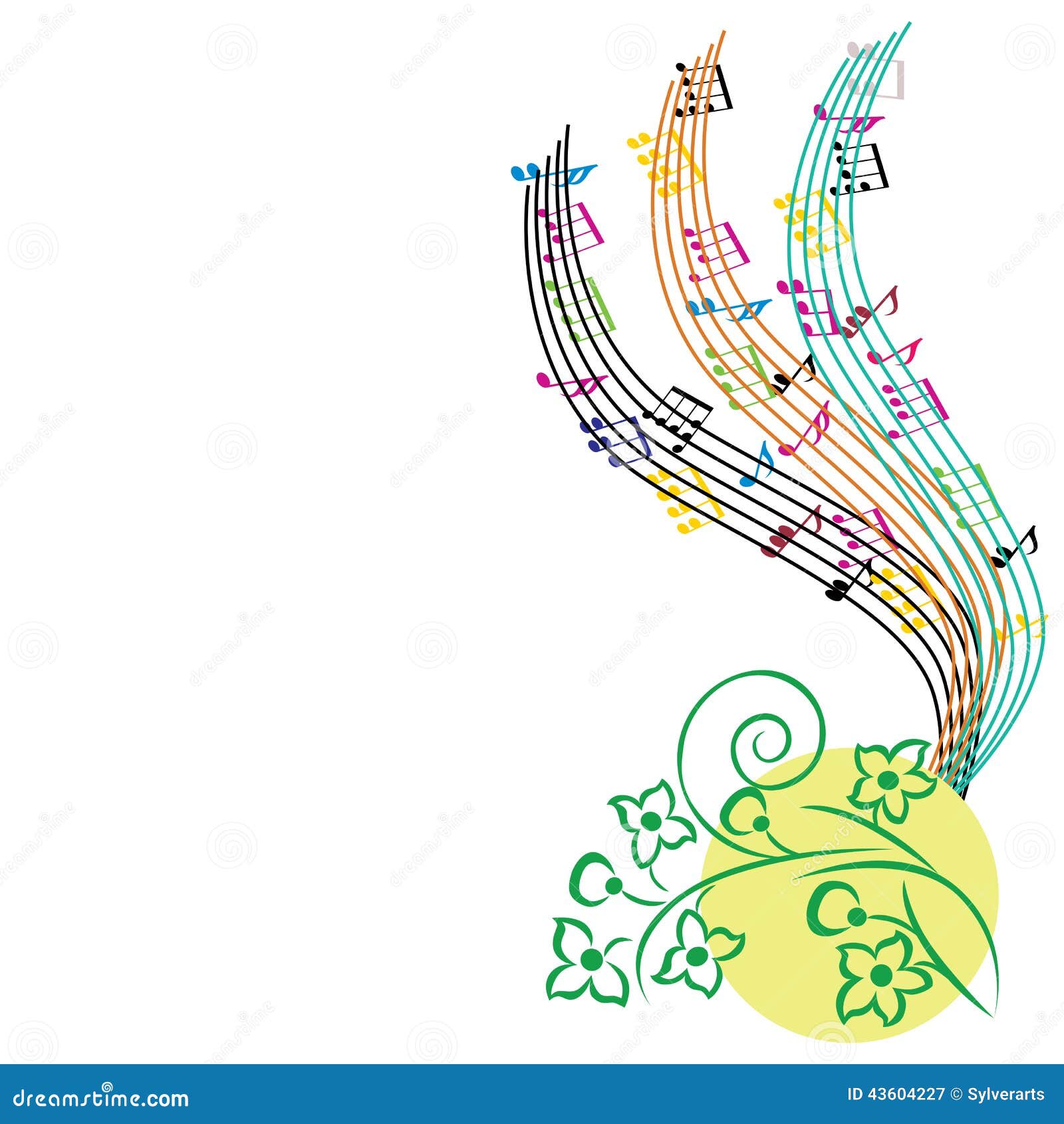 Music Notes Background, Musical Theme Composition Cartoon Vector ...