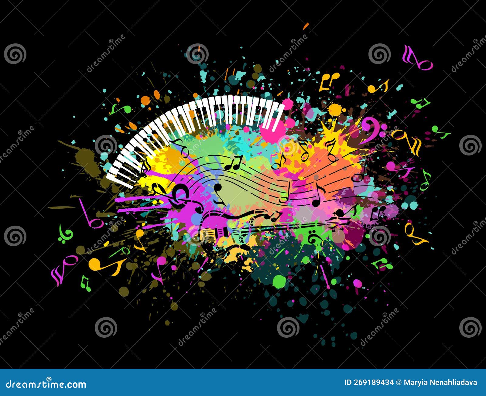 Abstract Music on Black Background. Vector Illustration Stock Vector ...