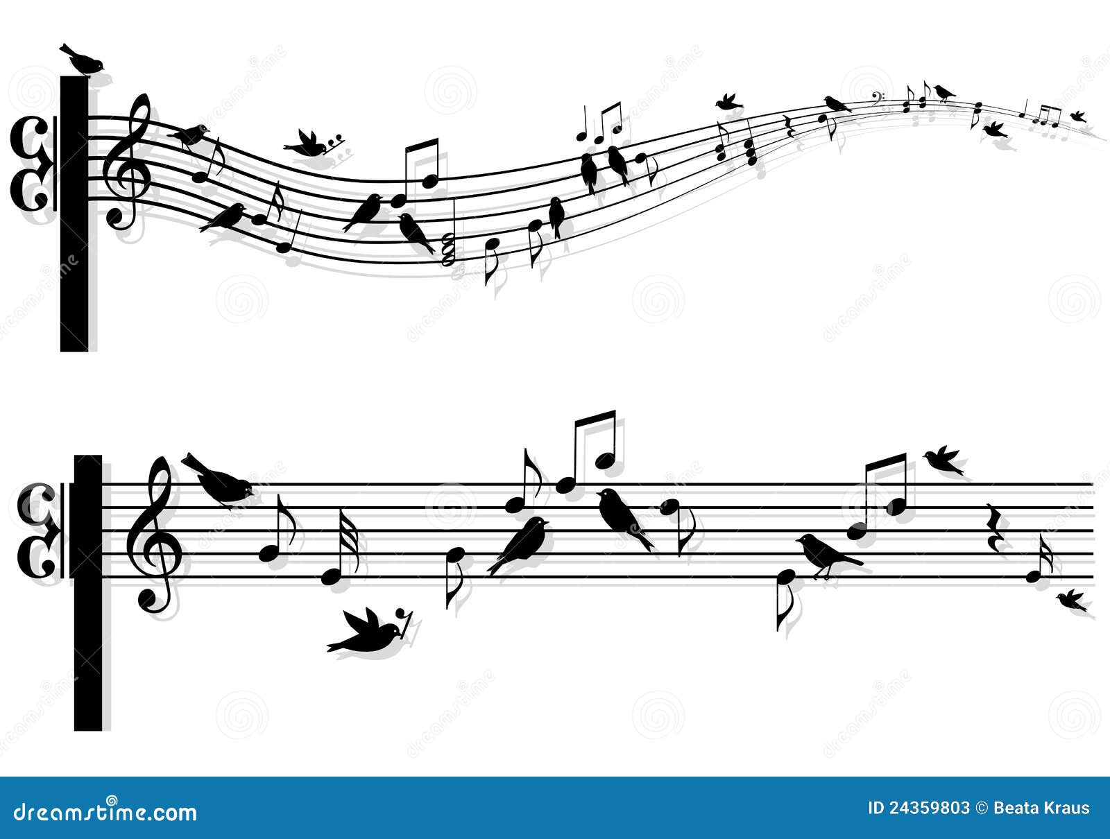 Music Notes with Birds, Vector Stock Vector - Illustration of abstract ...