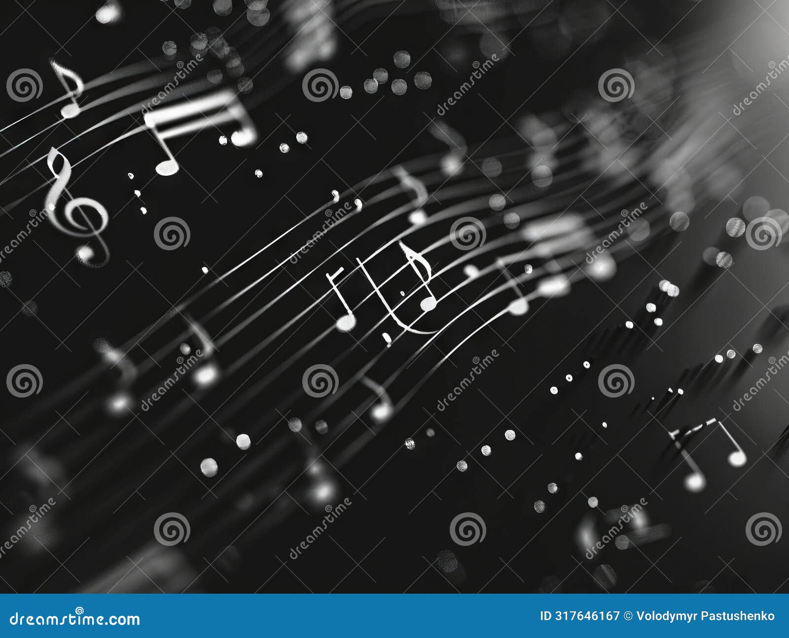 Music Notes on a Black Background Stock Image - Image of abstract ...