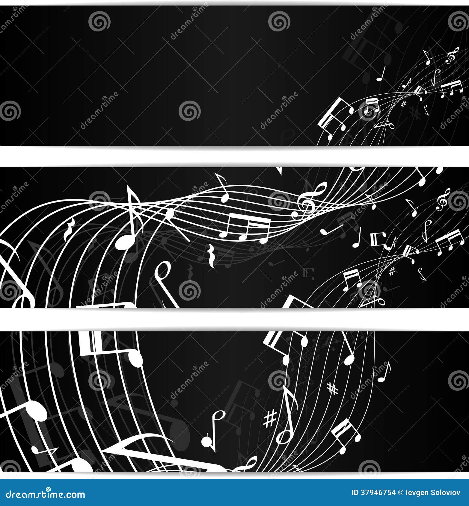 Music notes black banners stock vector. Illustration of disco - 37946754