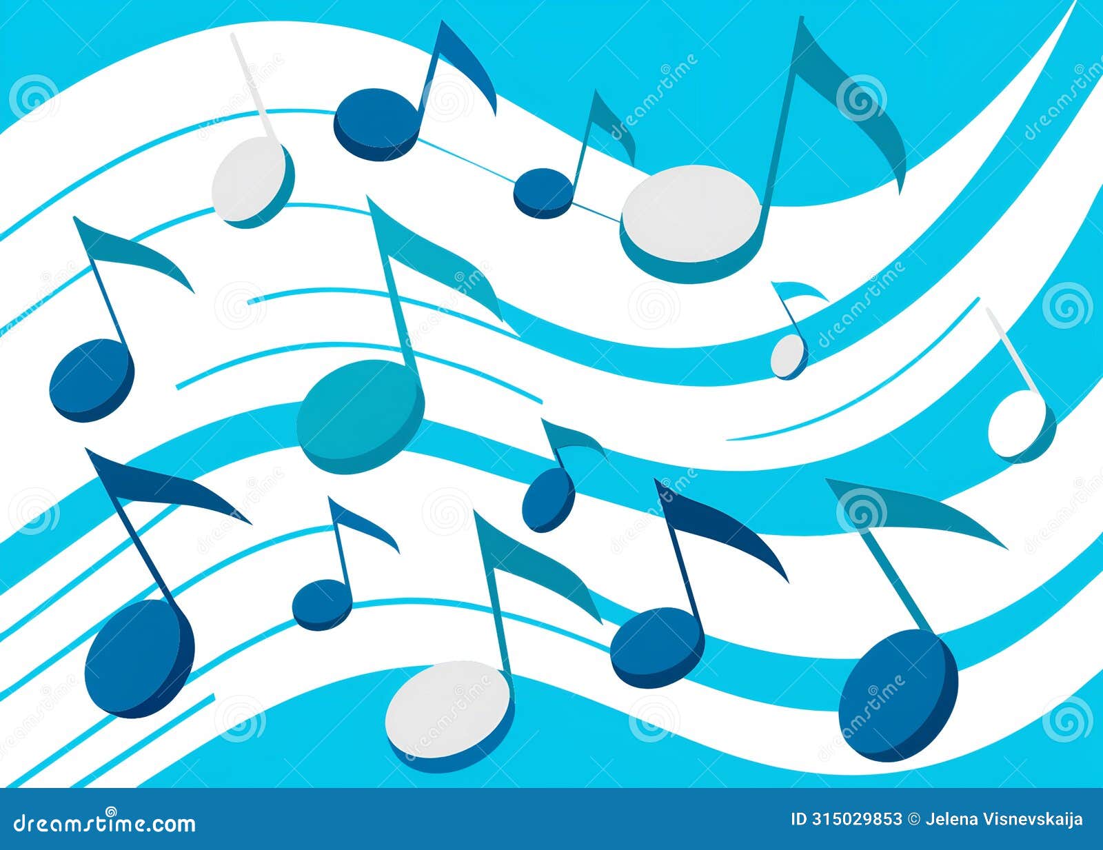 Music Notes on a Blue Background. Stock Illustration - Illustration of ...