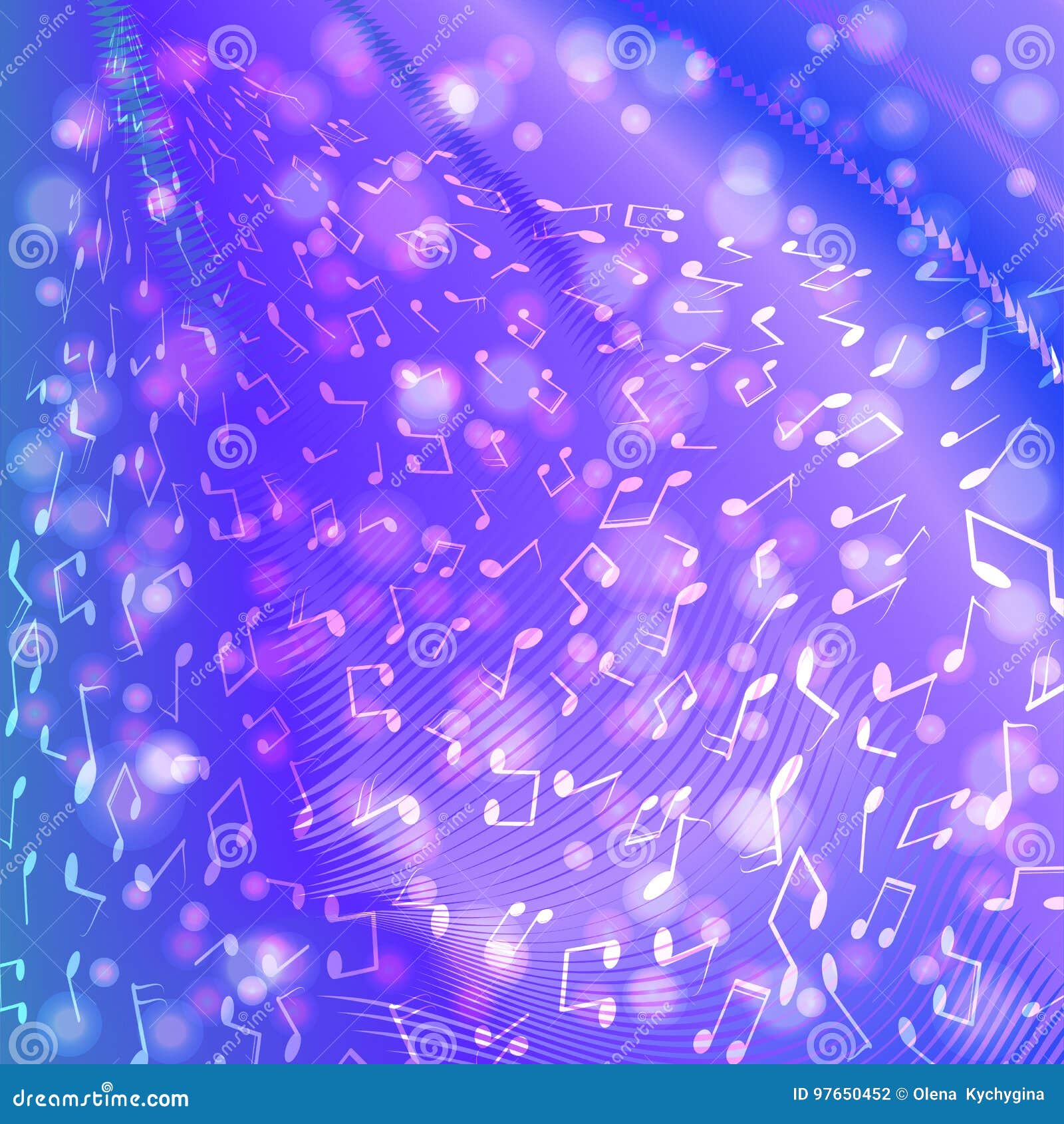 Music Notes on Blue Purple Background. Stock Illustration ...