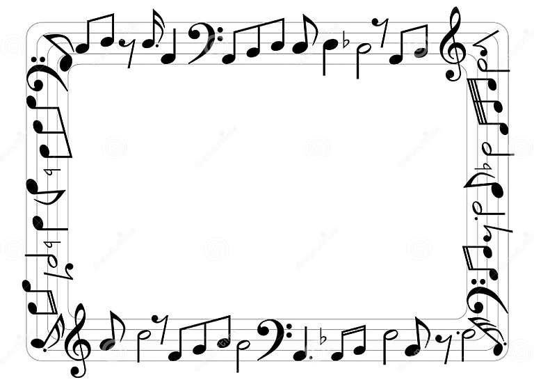 Music Notes Rectangular Border Stock Illustration - Illustration of ...