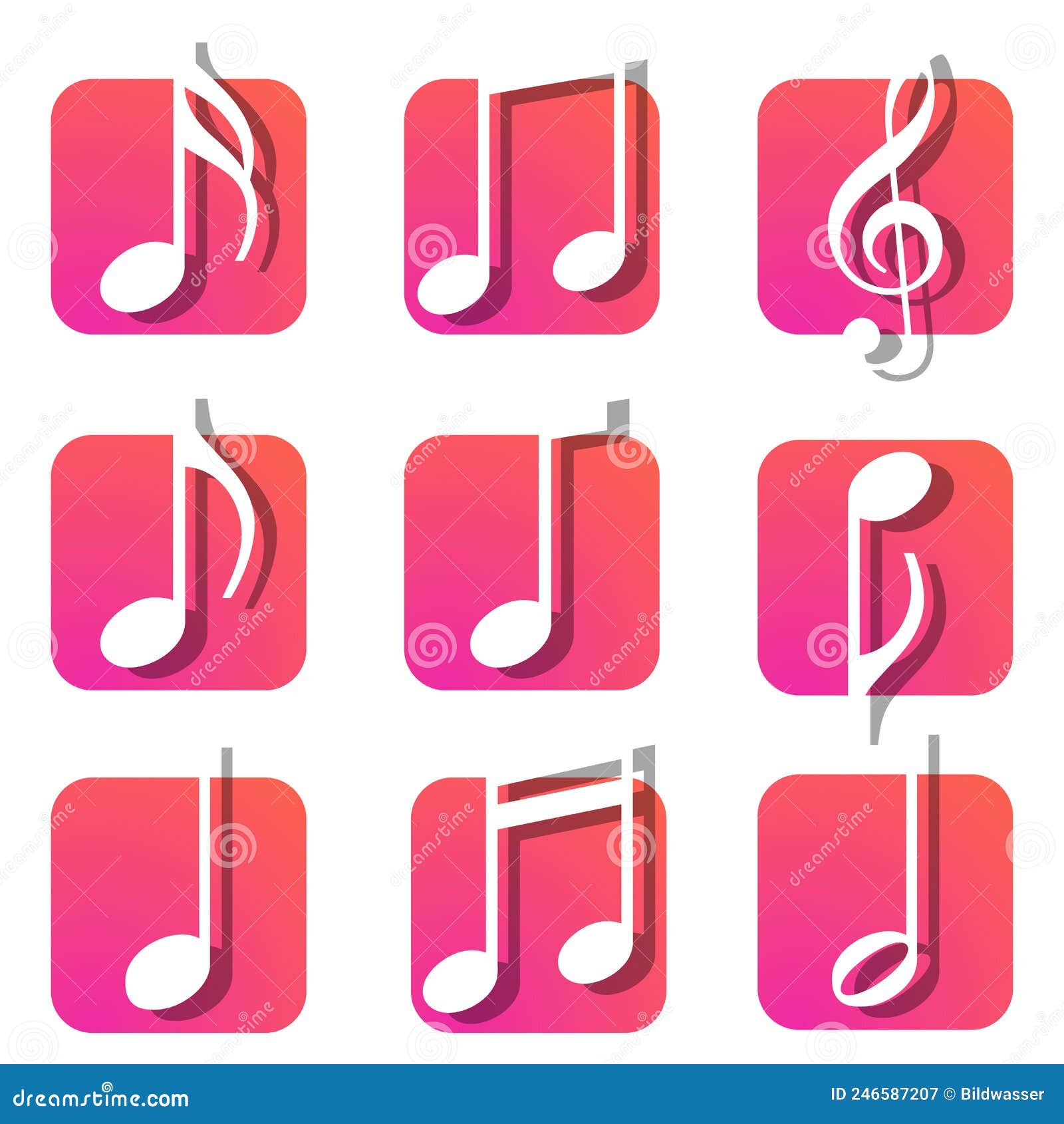 Music Notes Buttons Set. Vector Illustration Stock Vector ...