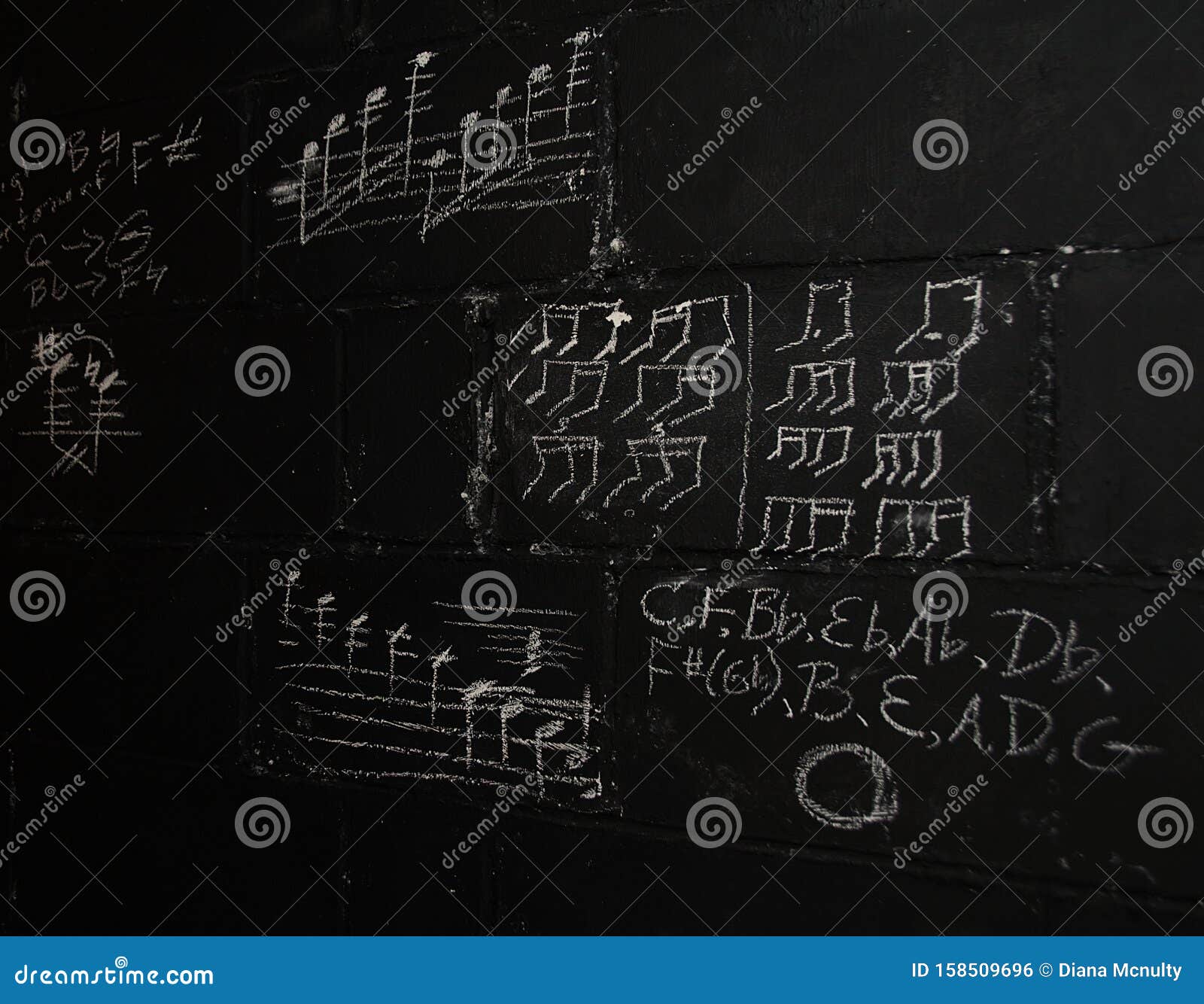 Music Notes in Chalk stock photo. Image of music, fifths - 158509696
