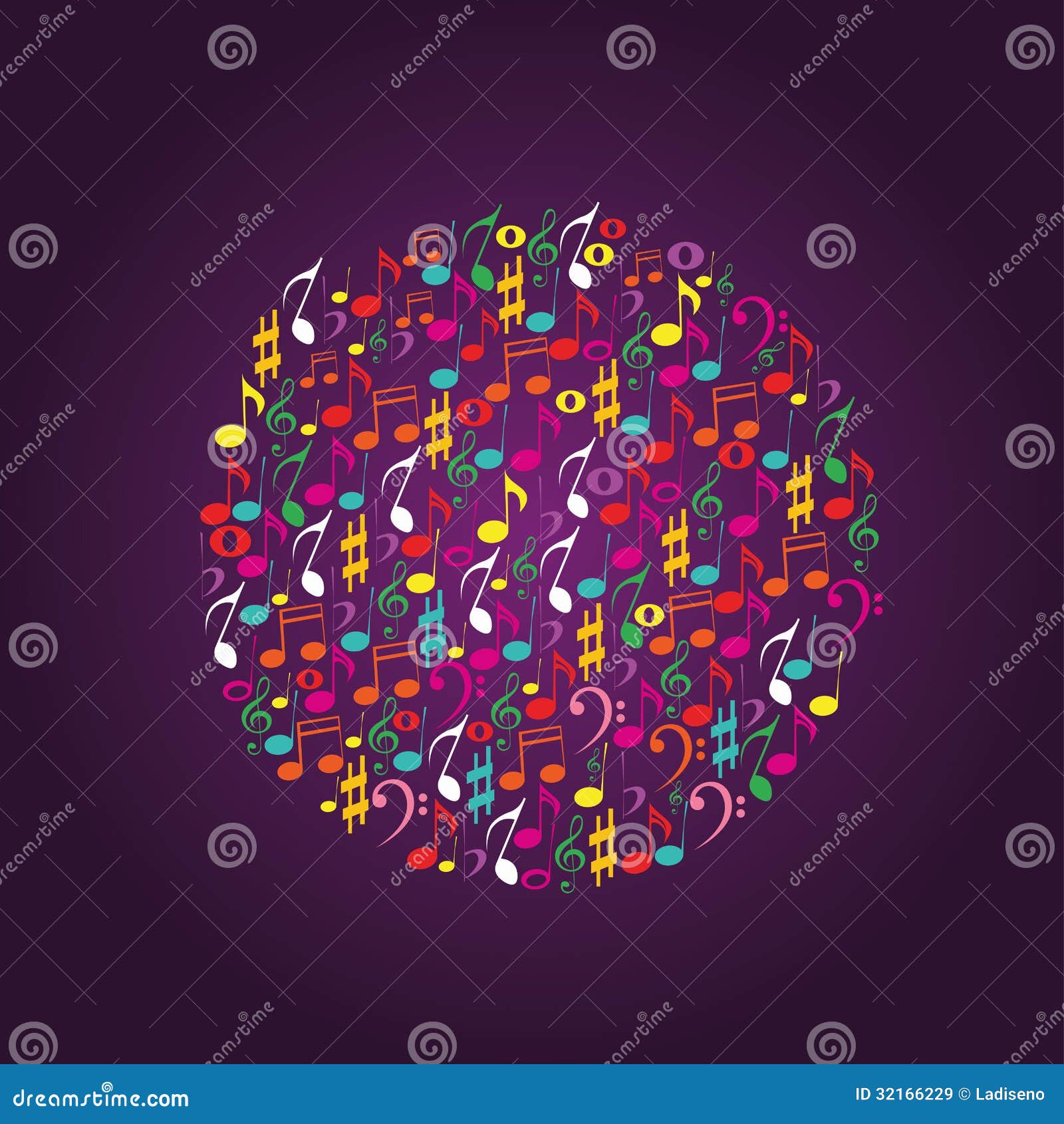 Music notes circle stock vector. Illustration of object - 32166229