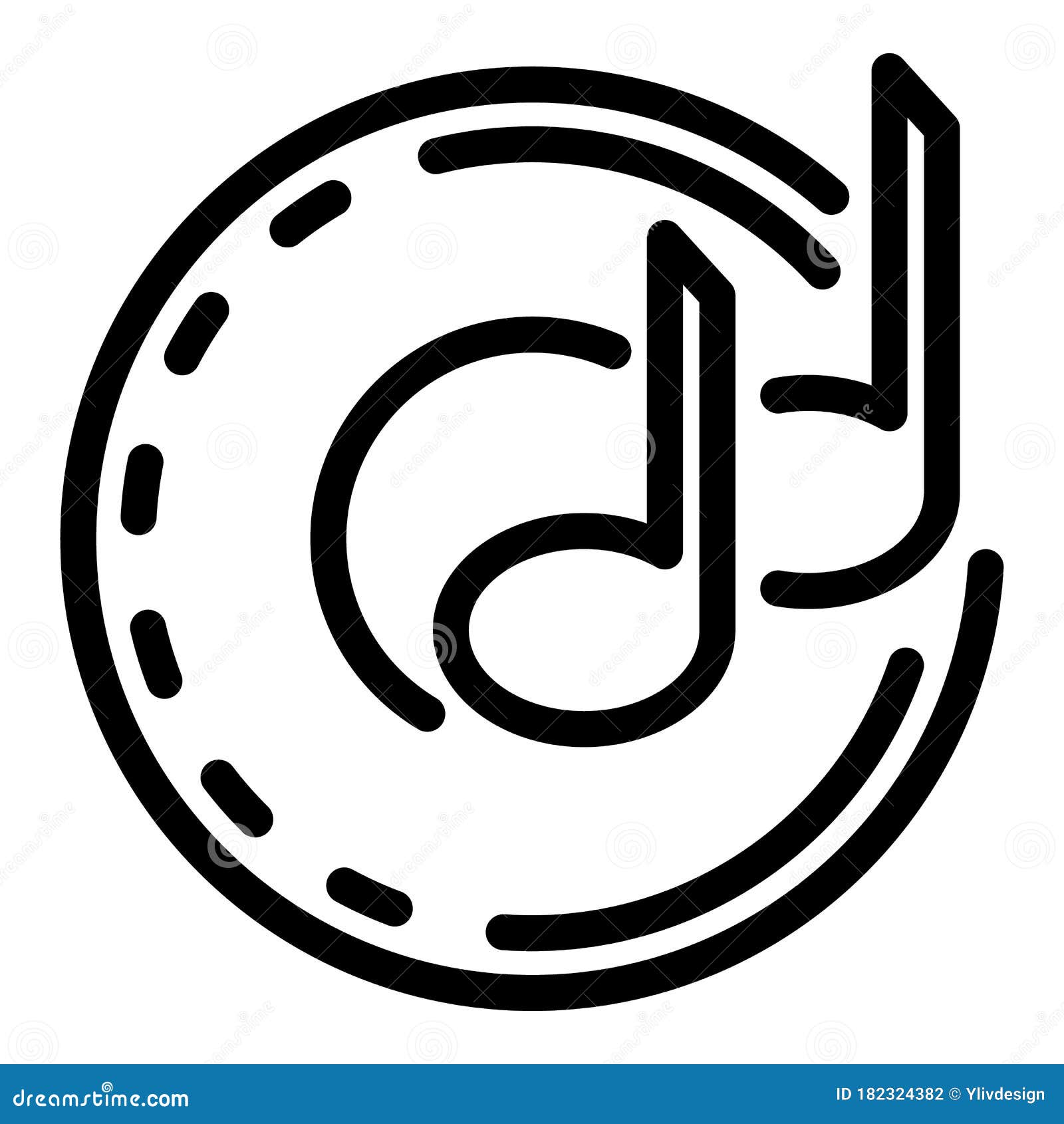 Music Notes in a Circle Icon, Outline Style Stock Vector - Illustration ...
